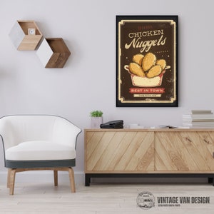 Vintage Chicken Nuggets Advertisement Poster: Retro Kitchen Art ...