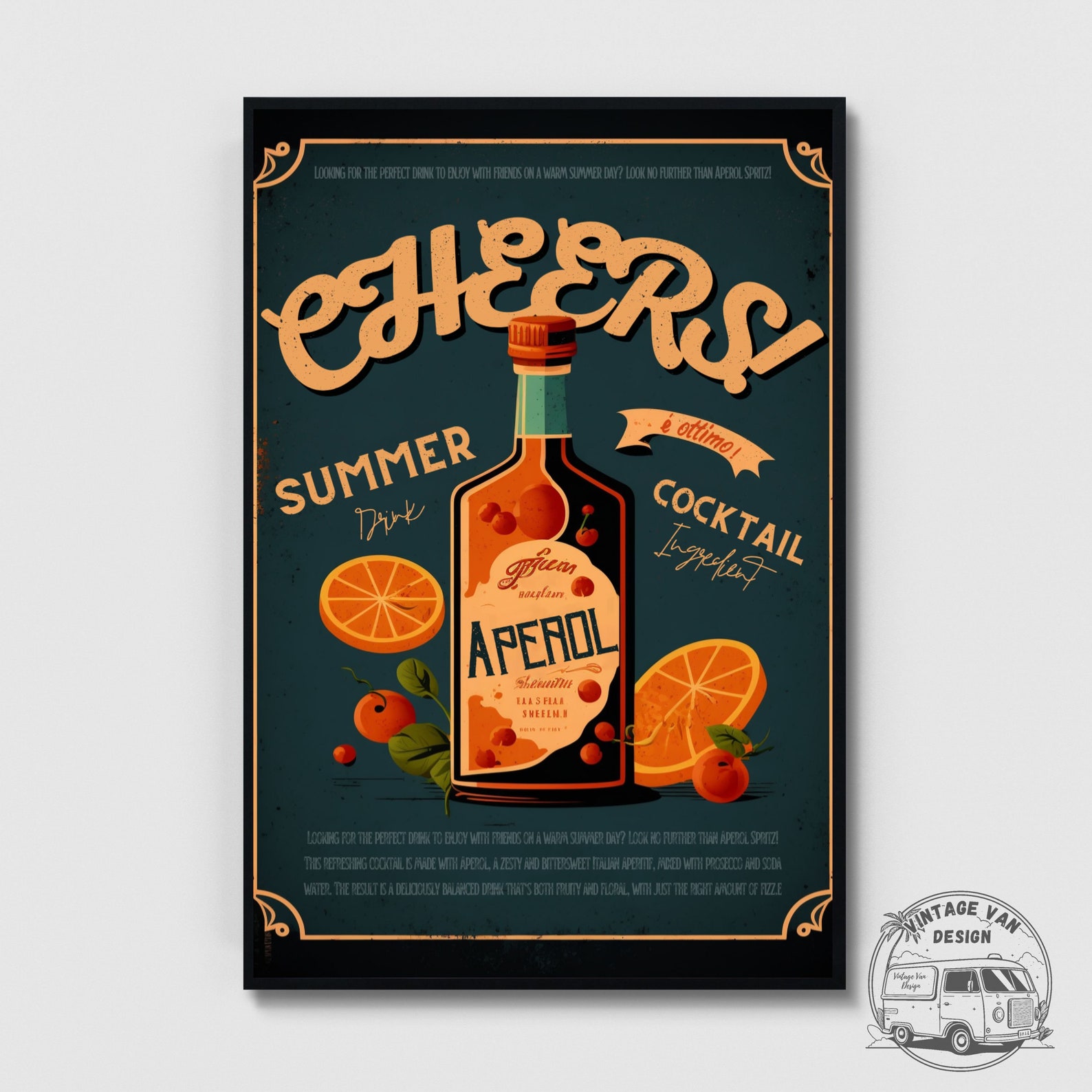Aperol Vintage Advertisement Poster Retro Cocktail Digital Art ...