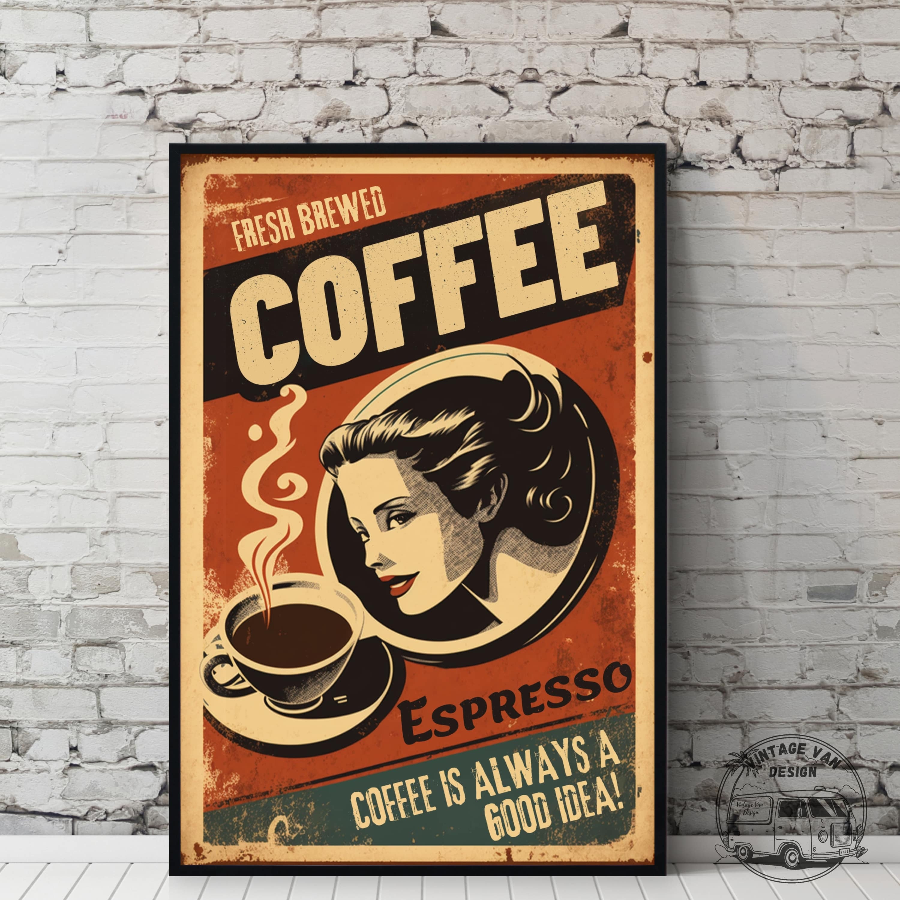 Coffee Vintage Advertisement Poster Retro Cafe Espresso Digital Art ...