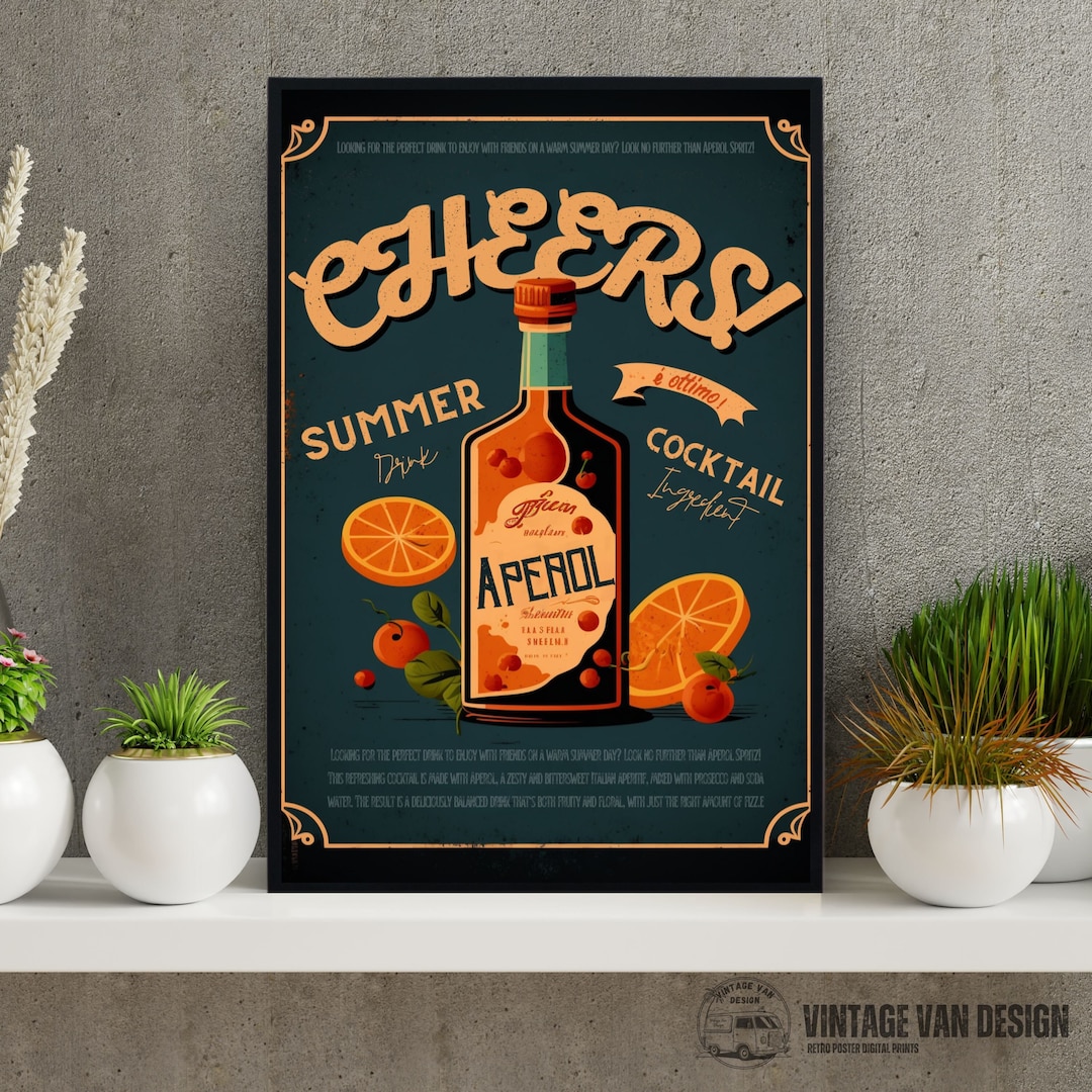 Aperol Vintage Advertisement Poster Retro Cocktail Digital Art ...