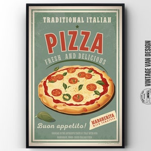 Vintage Italian Pizza Poster: Retro Kitchen Wall Art (digital Download ...