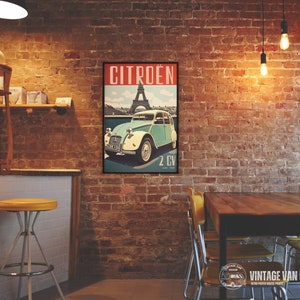Citroen 2CV Vintage Travel Poster: Paris Retro Car Print (digital ...