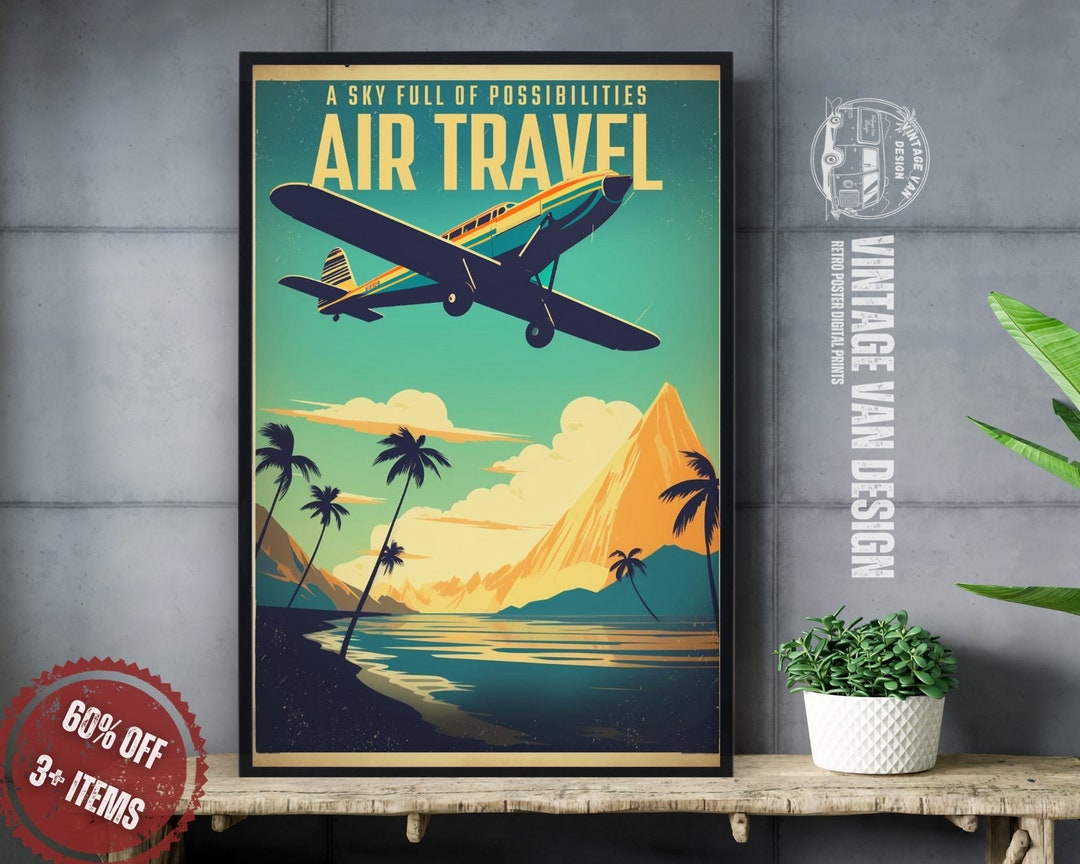 Retro Aviation Travel Poster: Vintage Plane Print (digital Download) - Etsy