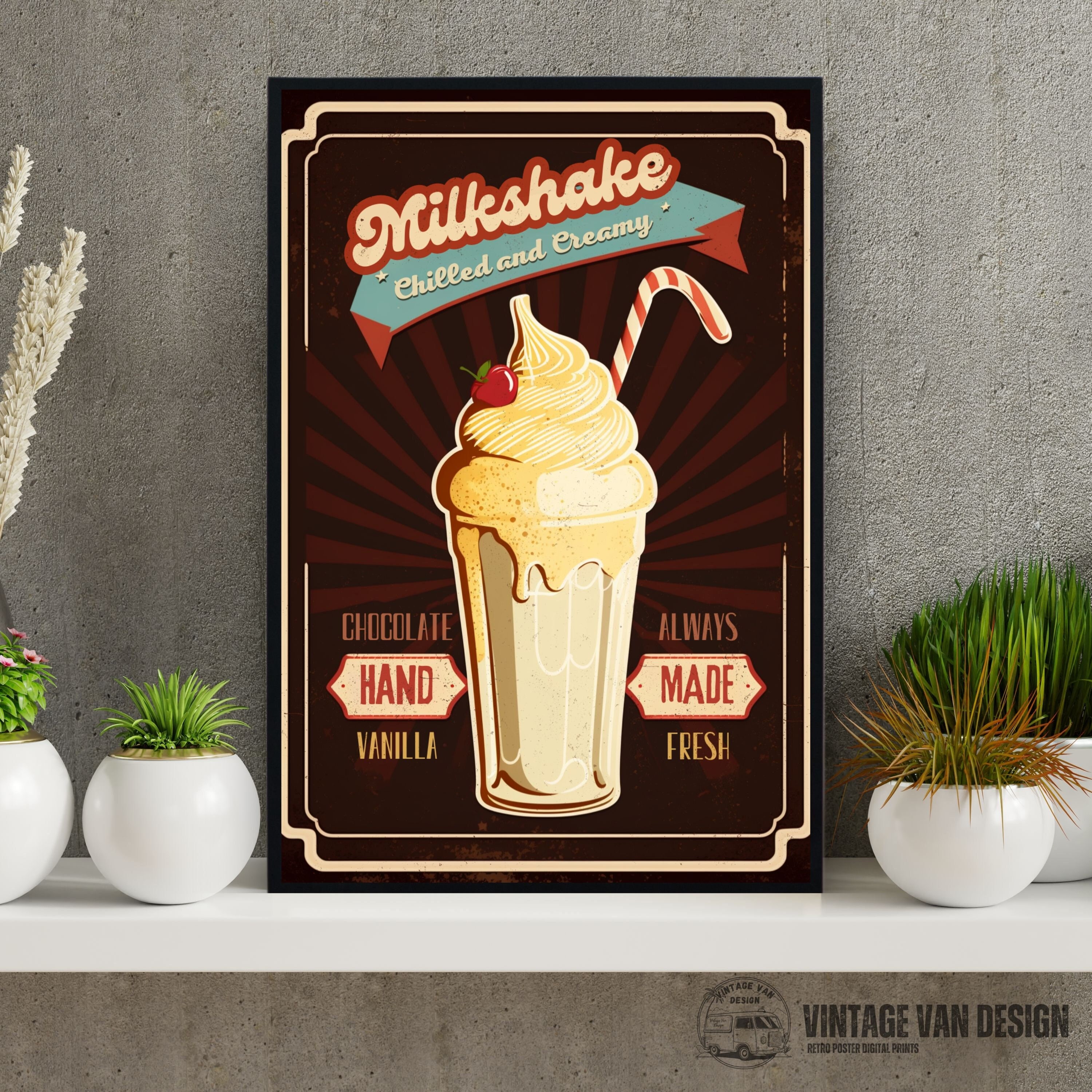 Vintage Milkshake Signs LANOLU Vintage Tin Sign Retro Diner Decor