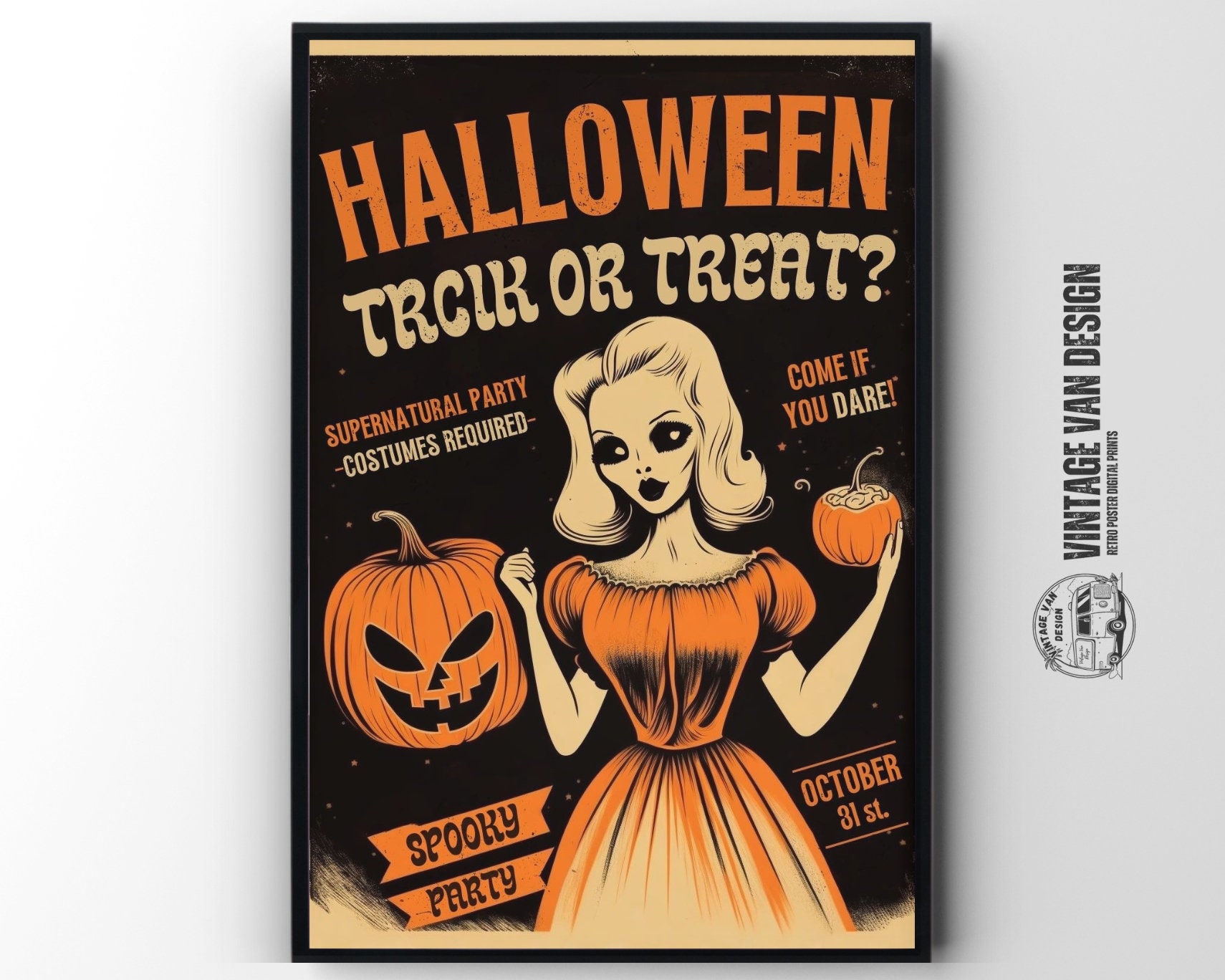 Printable Vintage Halloween Party Poster - Etsy