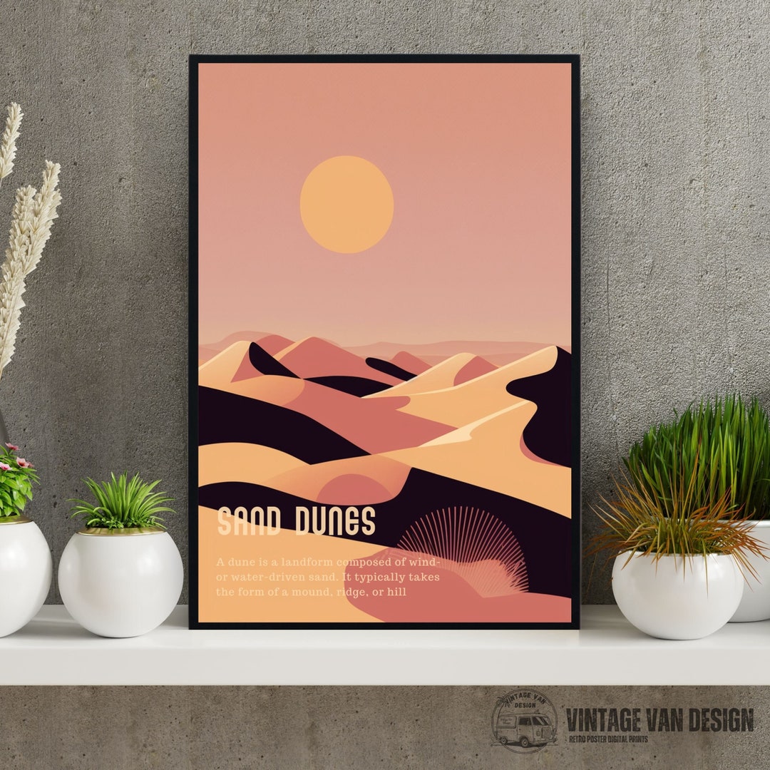 Dunes Desert Vintage Definition Poster Retro Travel Digital Printable ...