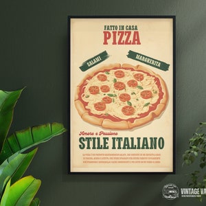 Vintage Italian Pizza Poster: Retro Kitchen Wall Art (digital Printable ...