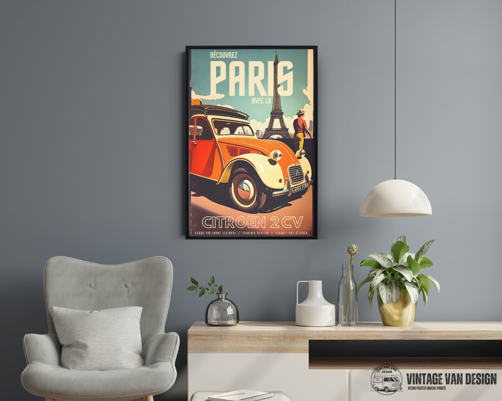 Citroen 2CV Vintage Advertisement France Poster Retro Travel Paris ...