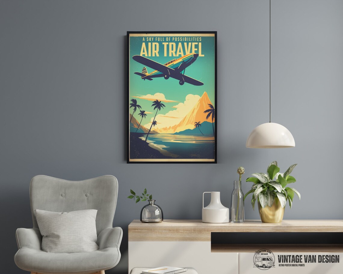 Retro Aviation Travel Poster: Vintage Plane Print (digital Download) - Etsy