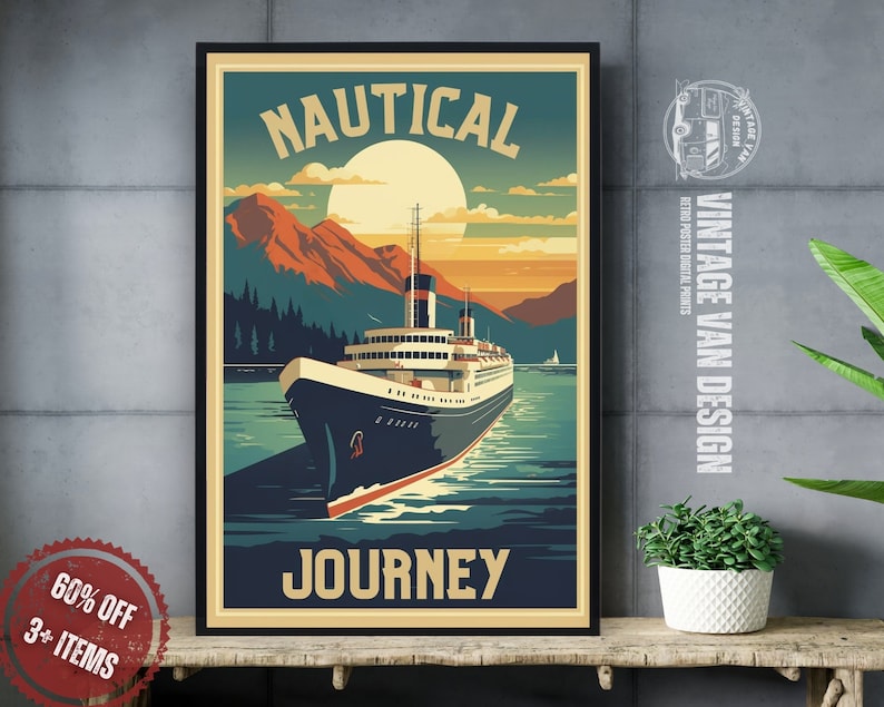 Retro Steamship Advertisement Print I Vintage Cruise Ship Travel Poster ...