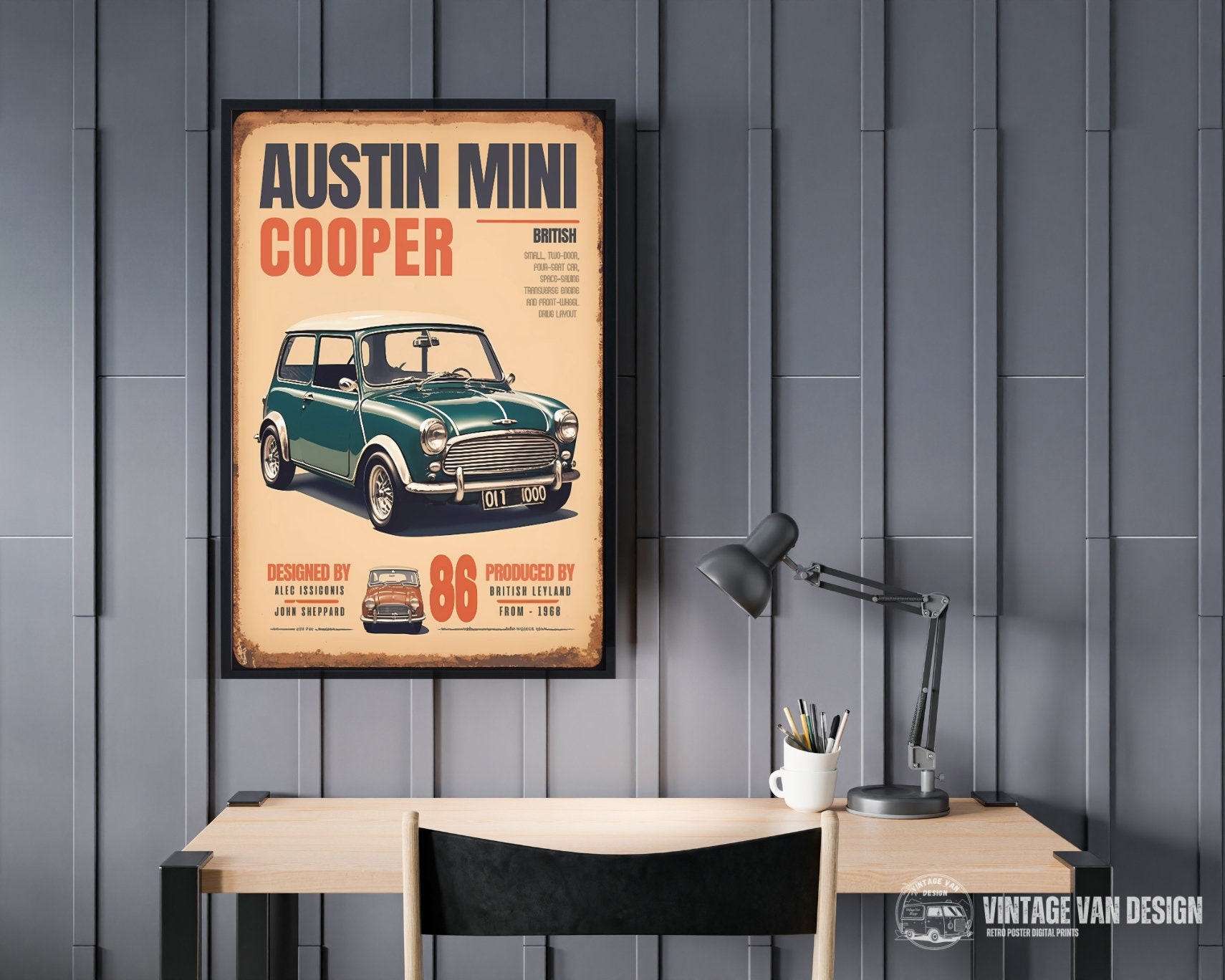 Mini Cooper Vintage Advertisement Poster Retro Travel British - Etsy