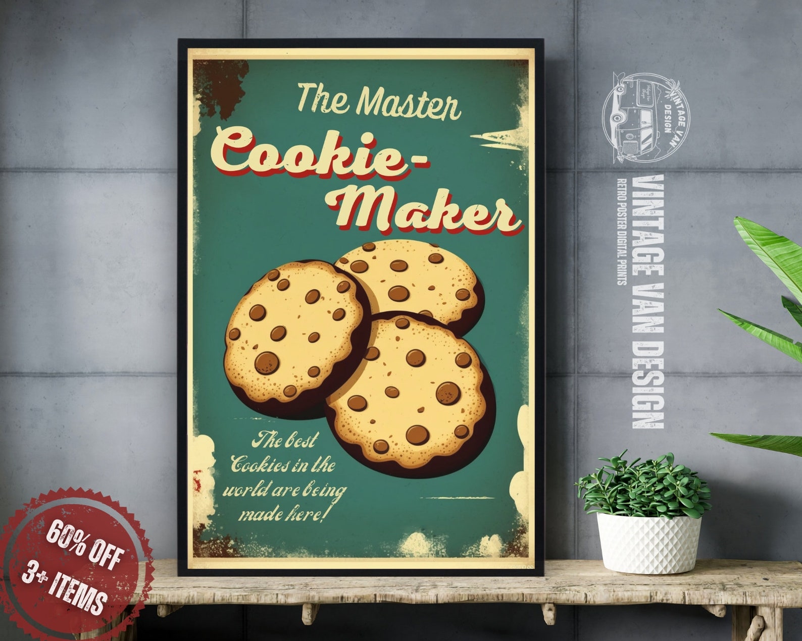 Retro Cookie Advertisement Poster: Vintage Kitchen Art (digital ...