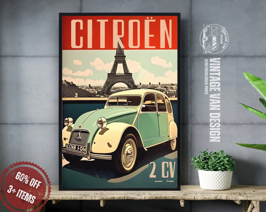 Citroen 2CV Vintage Advertisement France Poster Retro Travel Paris ...