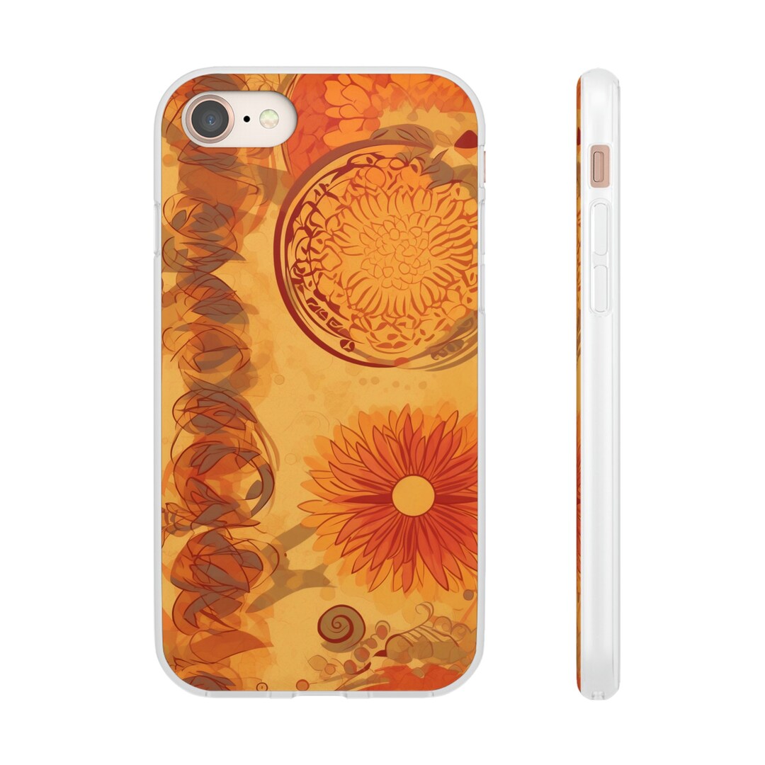 Bright Orange Floral Design Iphone/android Case, Tough Case, iPhone ...