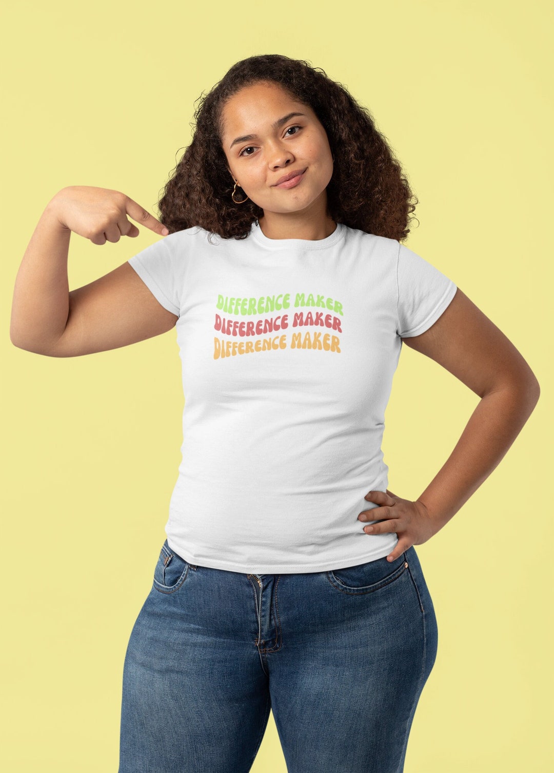 Difference Maker Retro T-shirt, Groovy Inspirational Tee - Etsy
