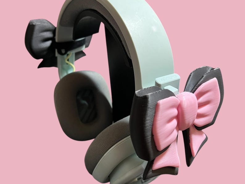 Cute Black and Pink Coquette Bows Headset Decor, Headphones Bow ...