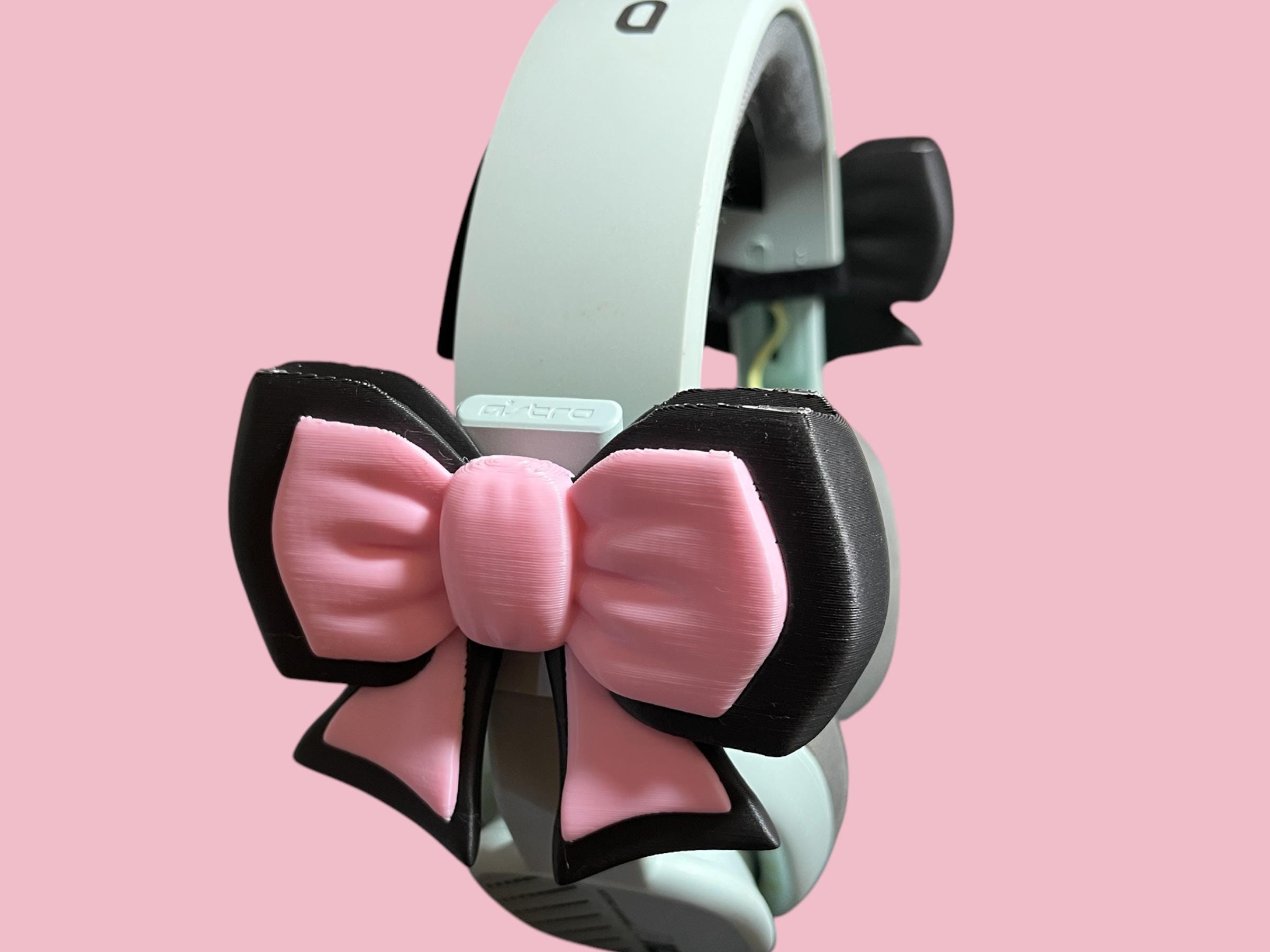 Cute Black and Pink Coquette Bows Headset Decor, Headphones Bow ...