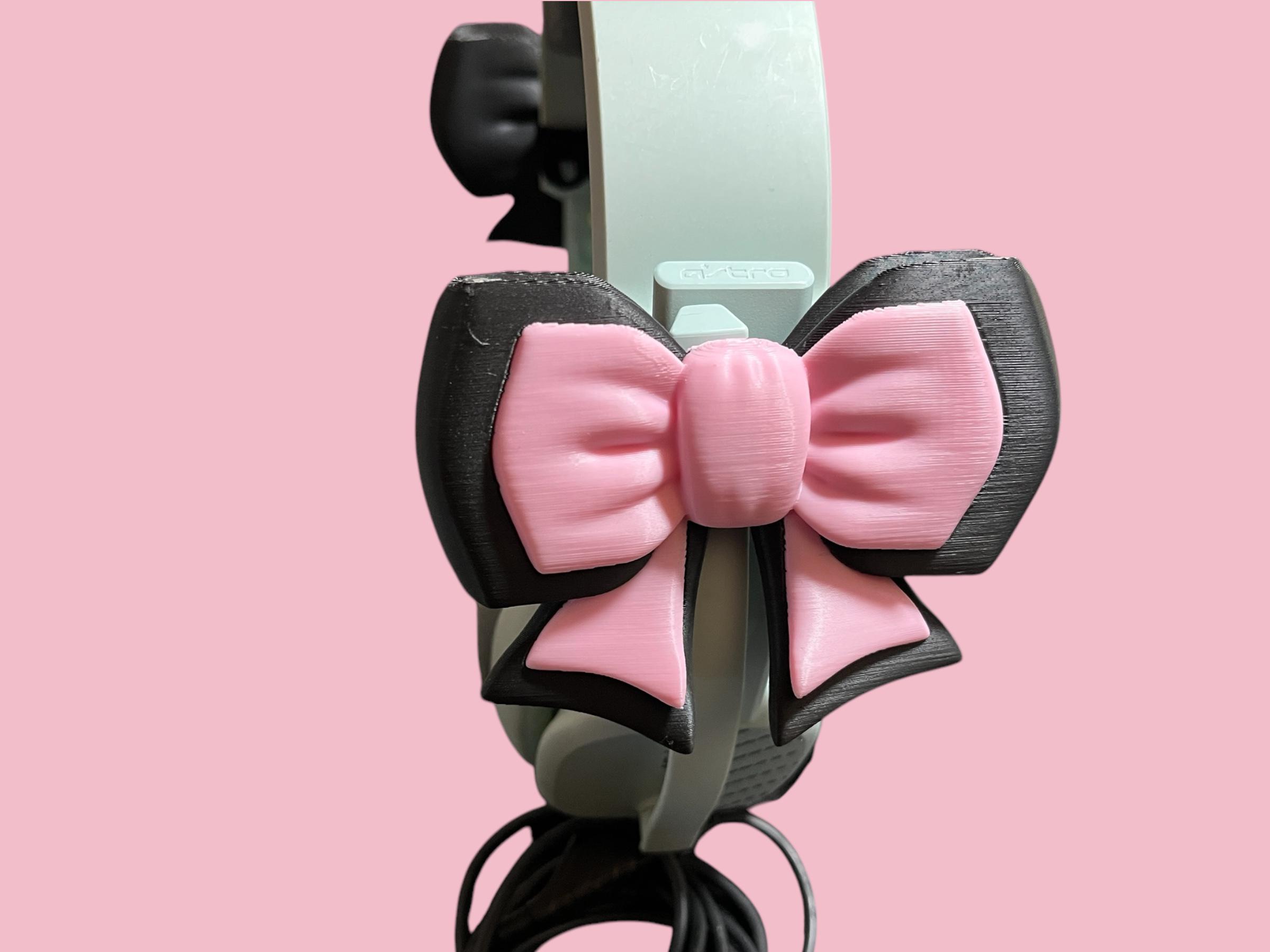 Cute Black and Pink Coquette Bows Headset Decor, Headphones Bow ...