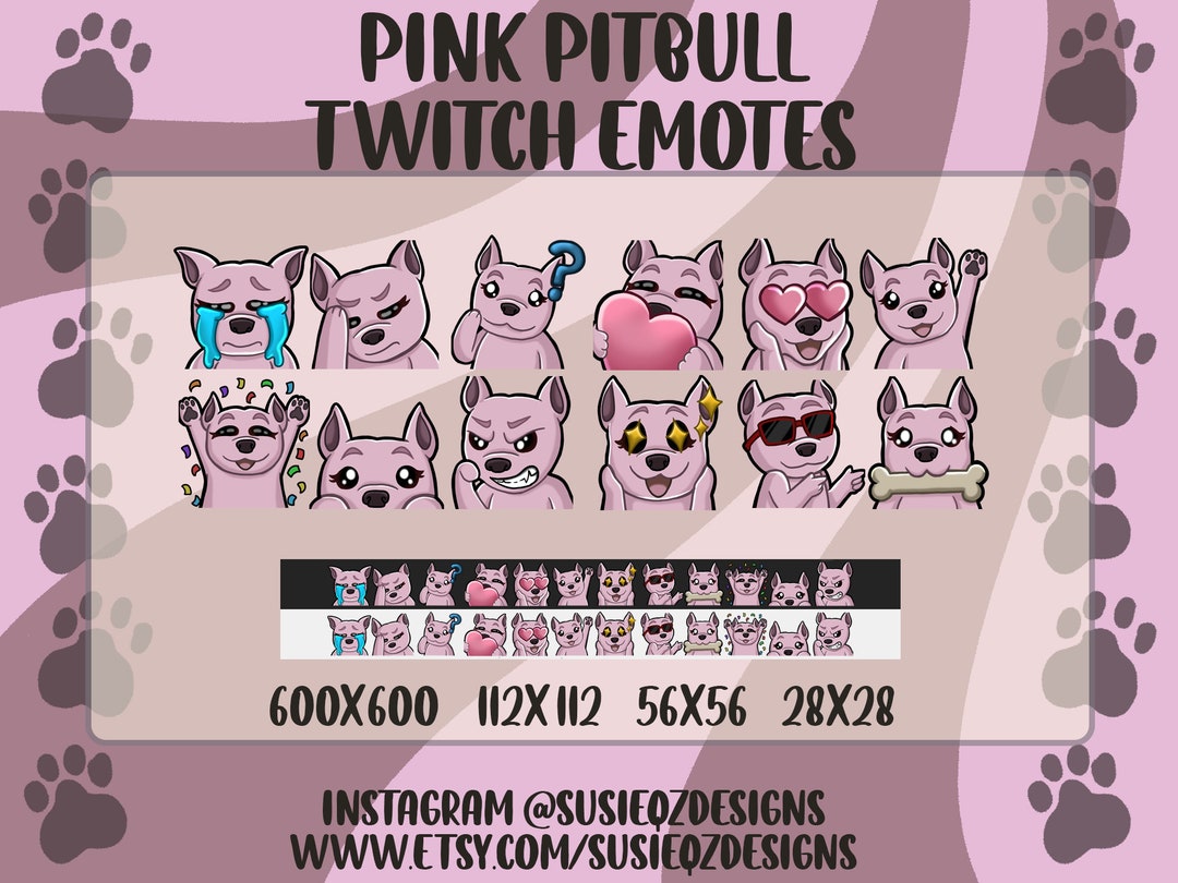 Custom Twitch Emotes Pink Pitbull Twitch Emotes Girly Pink Pitbull Dog ...