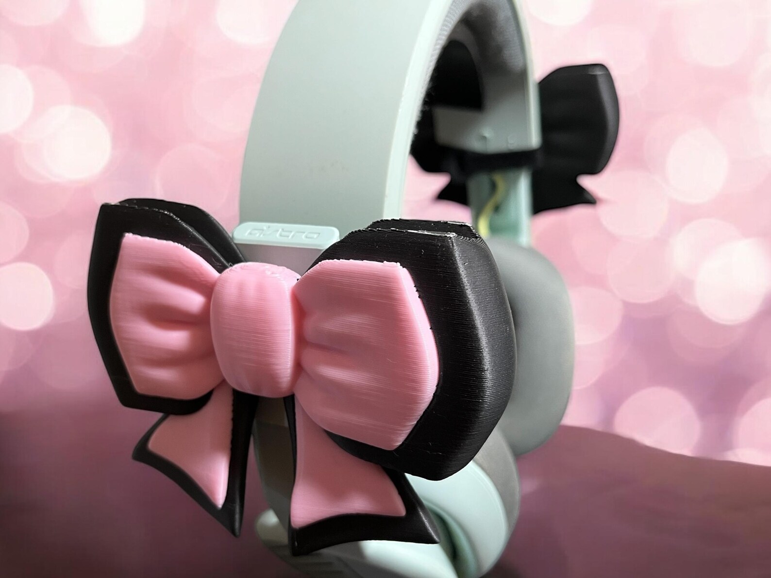 Cute Black and Pink Coquette Bows Headset Decor, Headphones Bow ...