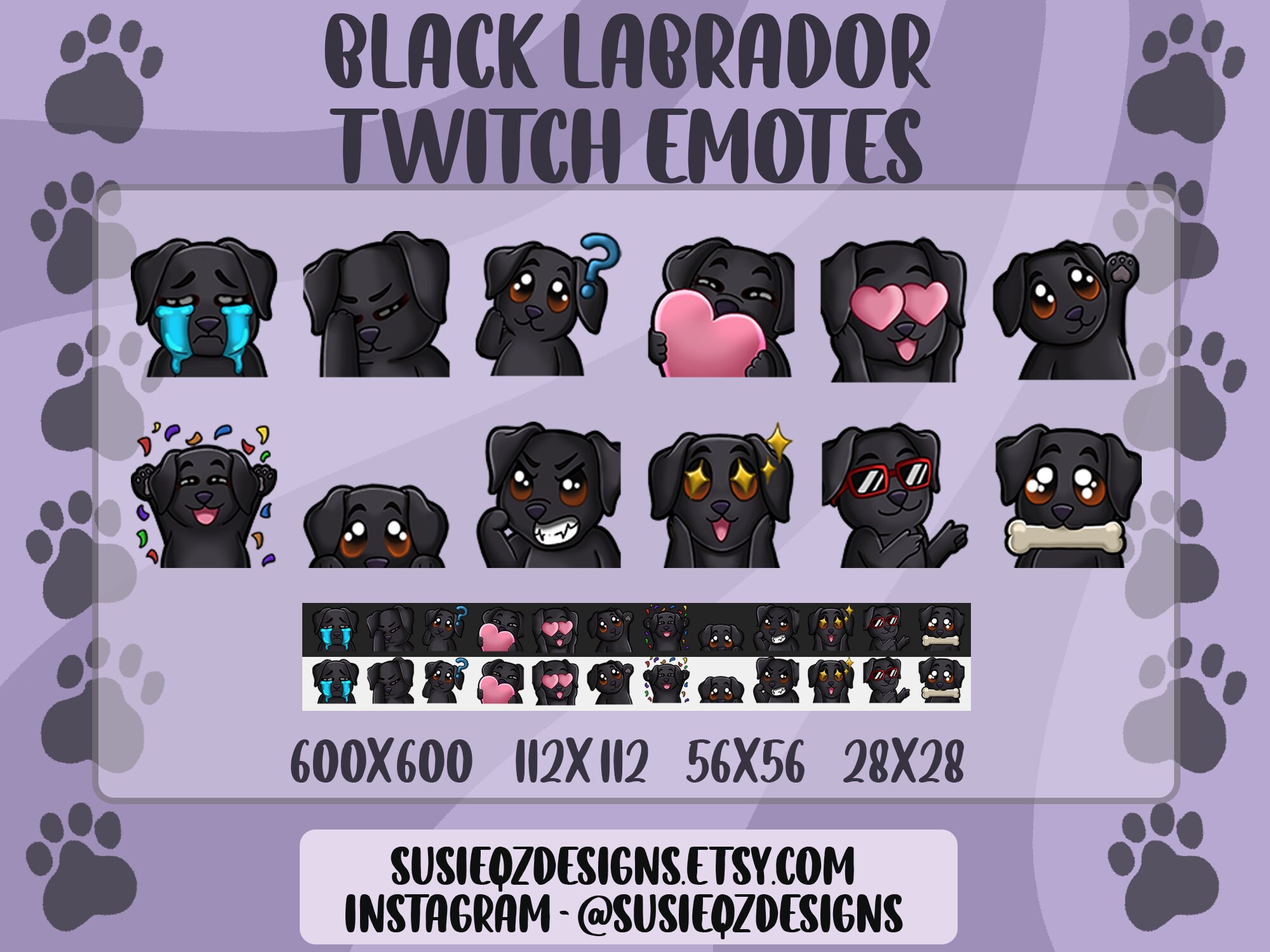 Custom Twitch Emotes Black Labrador Digital Art Twitch Emotes Black Lab ...