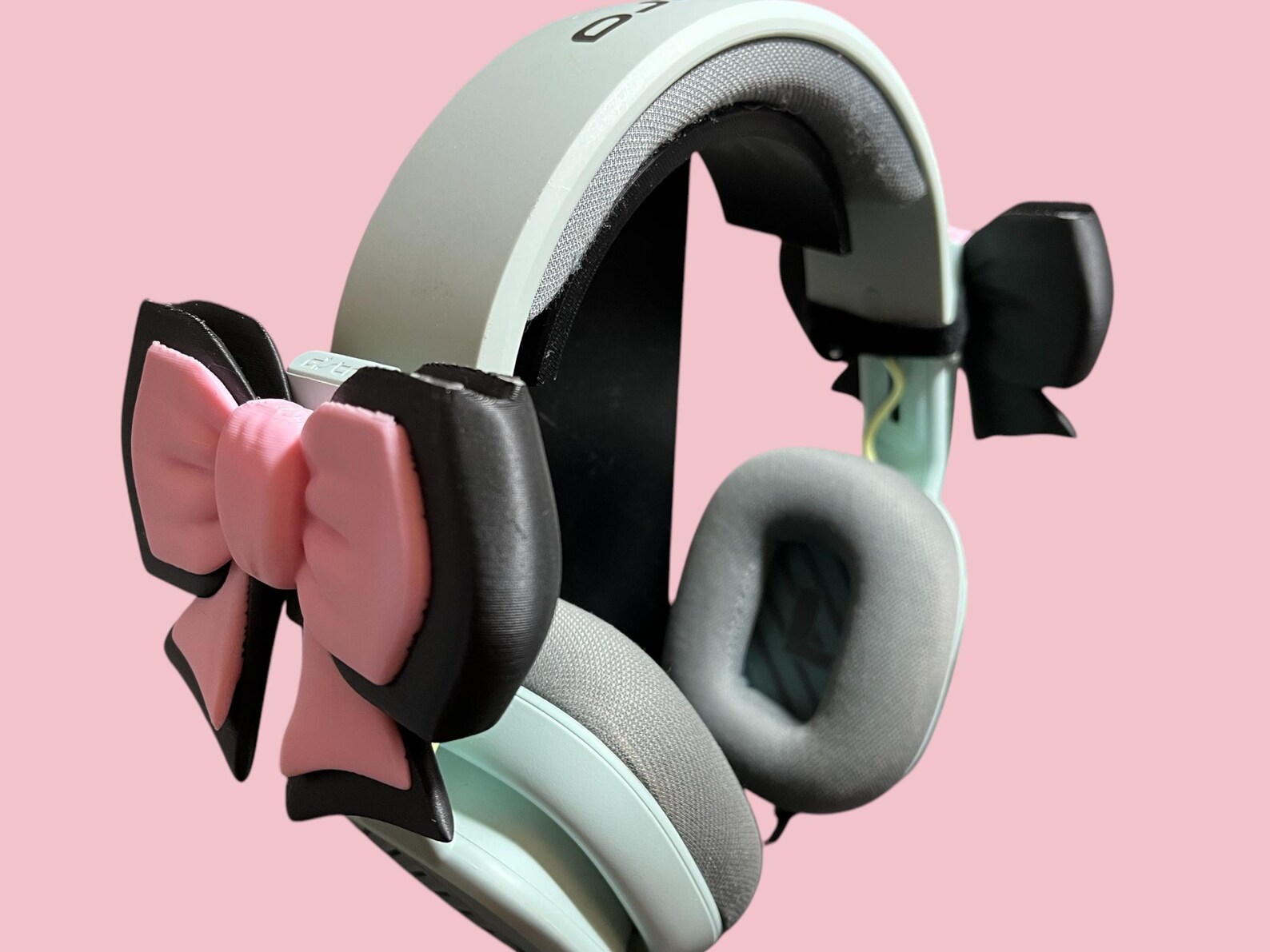 Cute Black and Pink Coquette Bows Headset Decor, Headphones Bow ...
