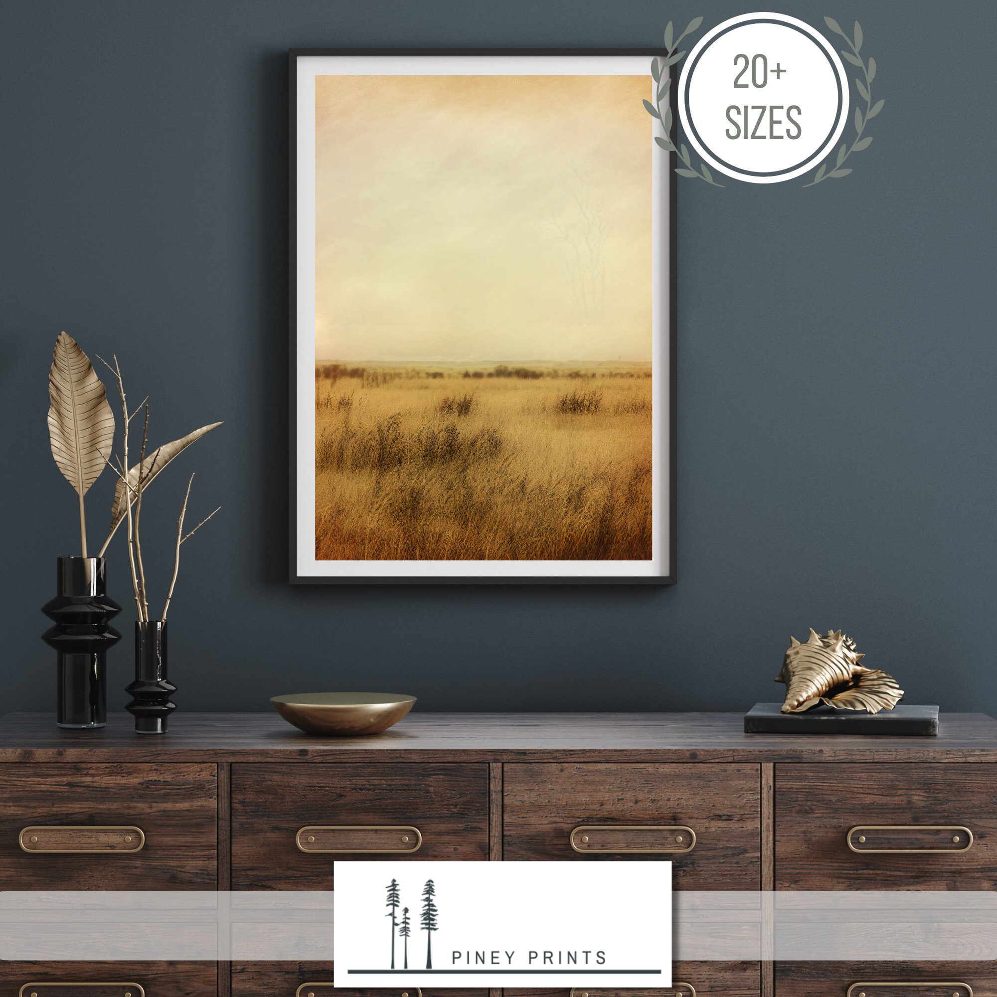 Golden Grasses Modern Prairie Landscape Painting Printable Wall Art ...