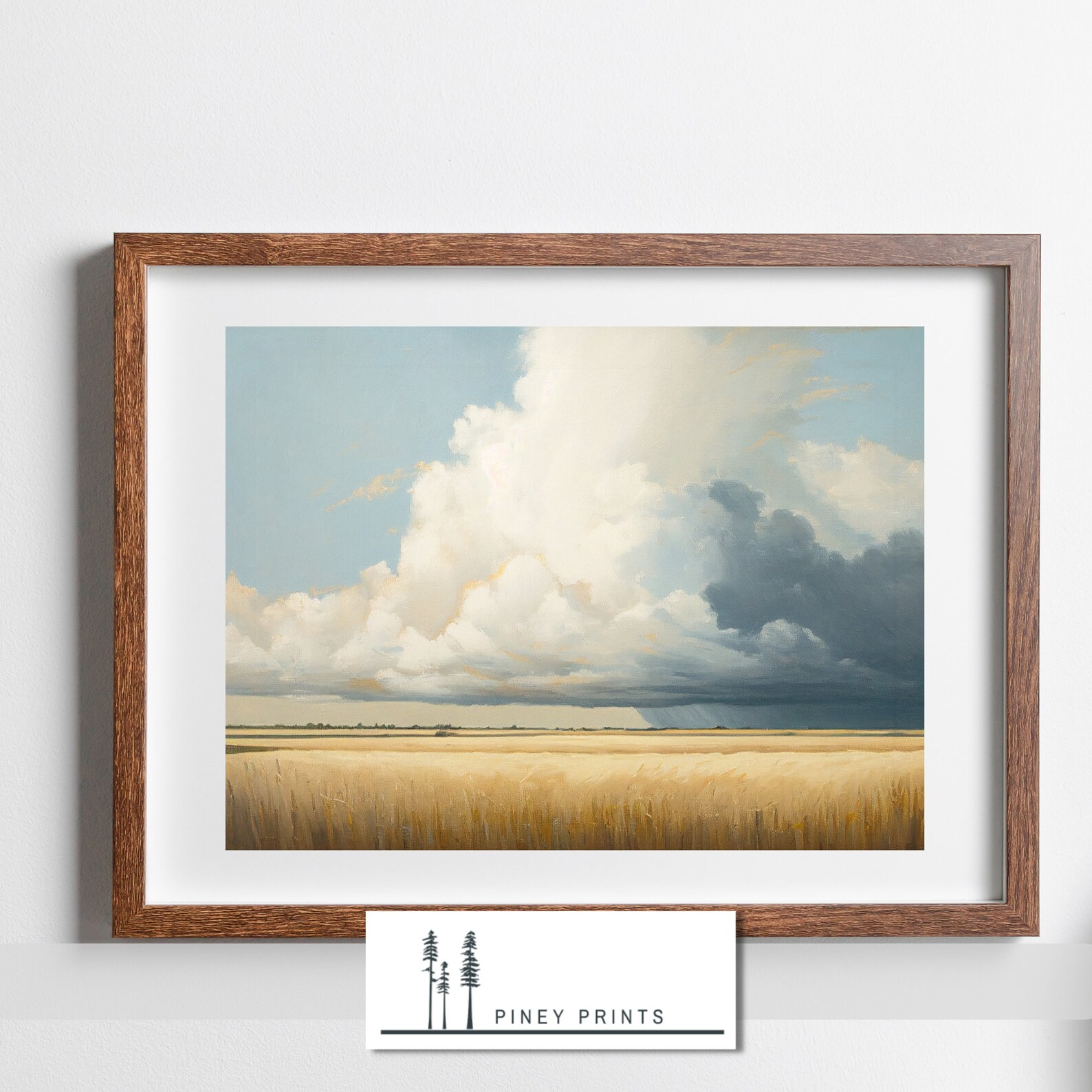 Storm Clouds Over Prairie Landscape Painting Digital Art Western Decor ...