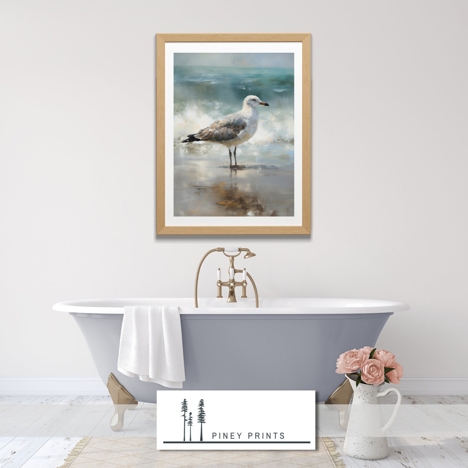 Seagull Oil Painting Digital Art Download Beach House Wall Art Coastal ...