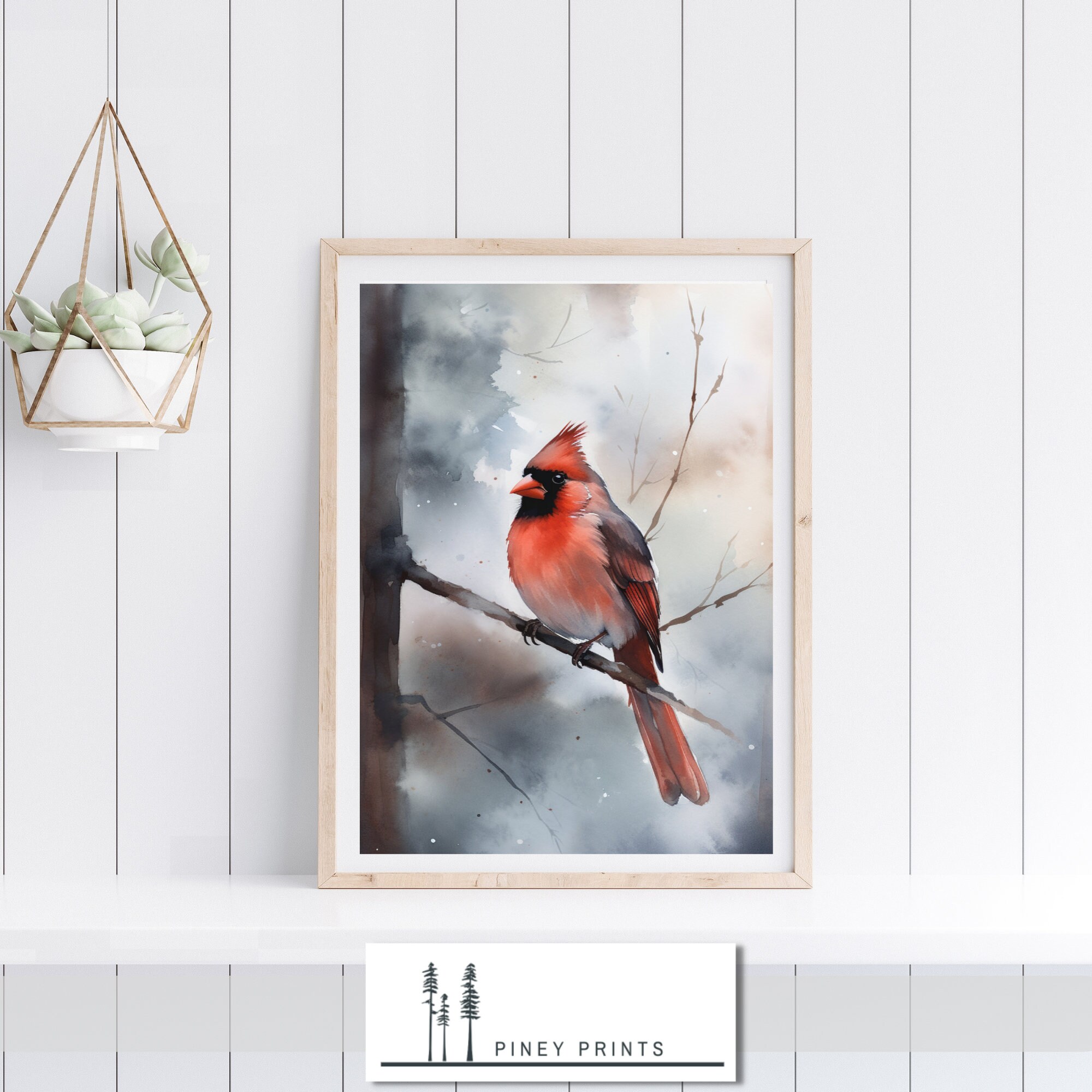 Watercolor Cardinal Painting Digital Download Cardinal Wall Decor Bird ...