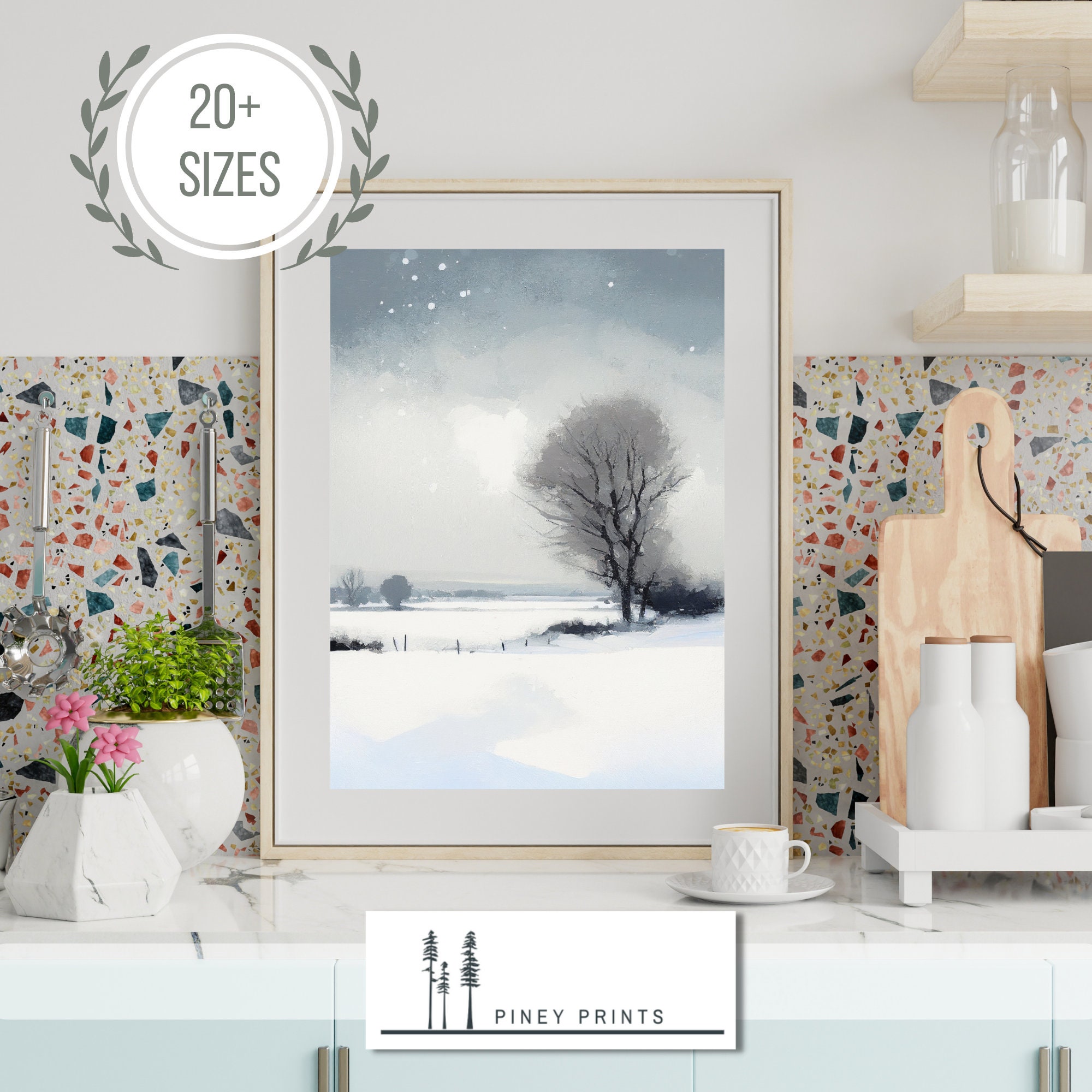 Snowy Prairie Winter Landscape Painting Digital Download for - Etsy