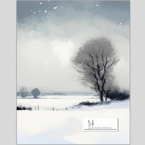 Snowy Prairie Winter Landscape Painting Digital Download for Home ...