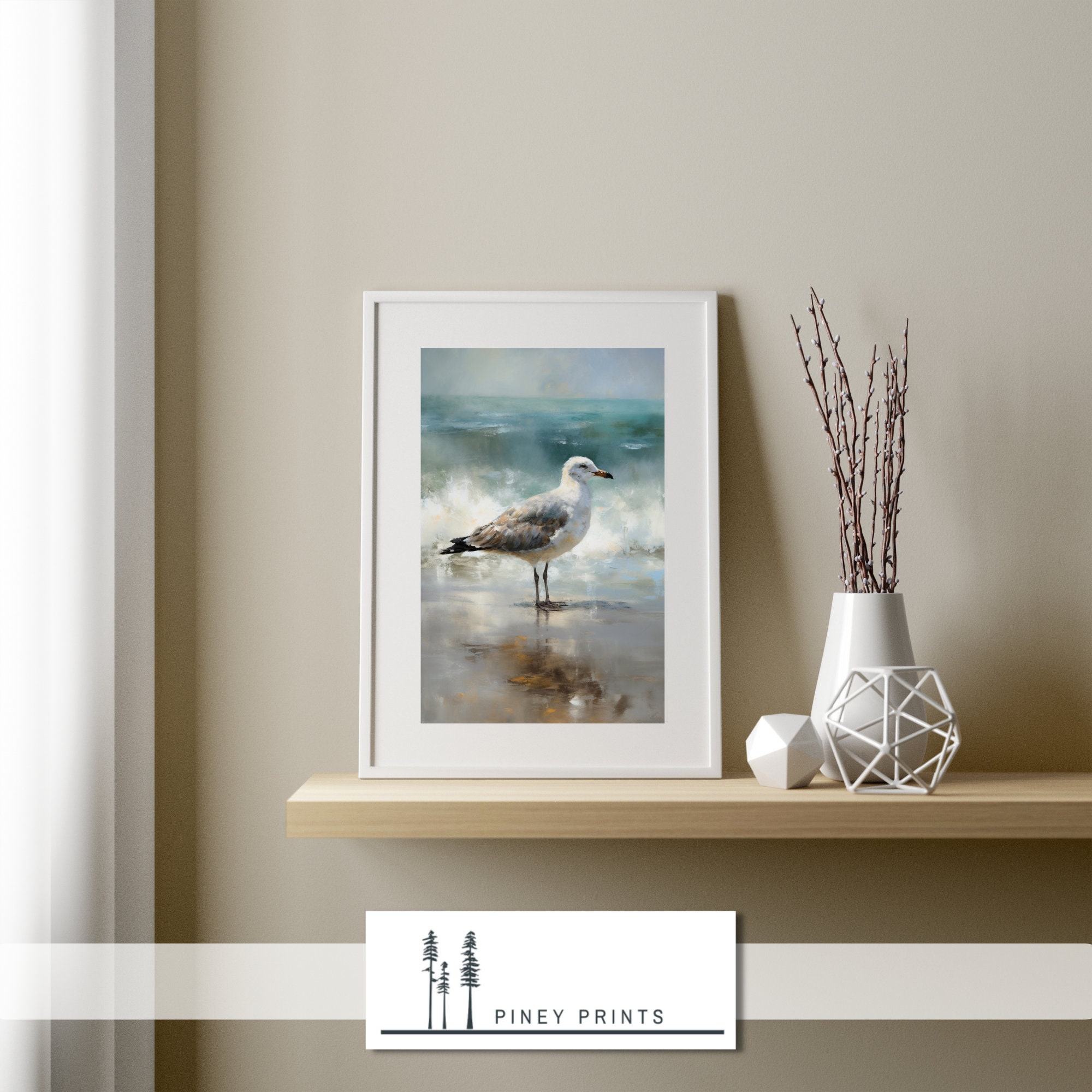 Seagull Oil Painting Digital Art Download Beach House Wall Art Coastal ...