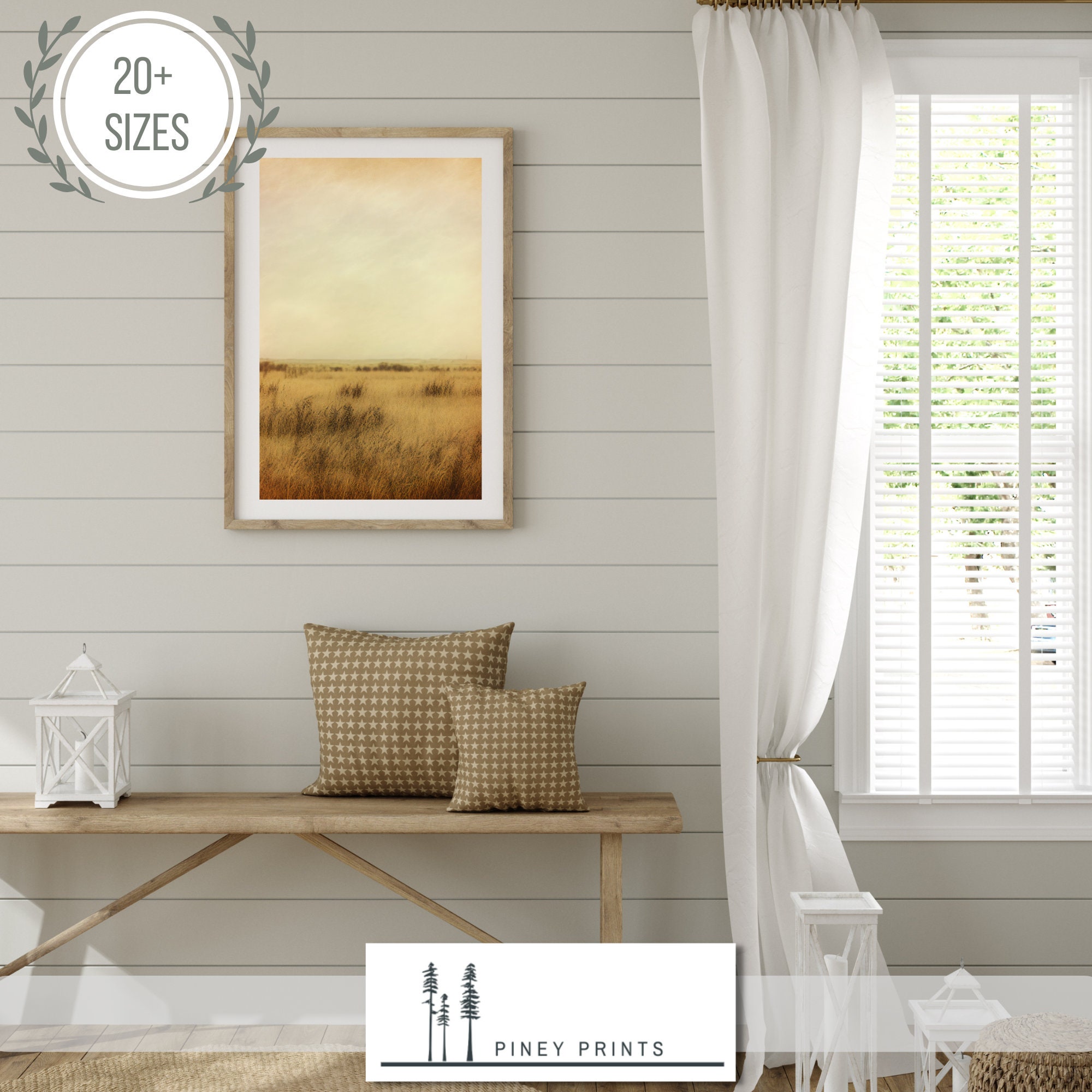 Golden Grasses Modern Prairie Landscape Painting Printable Wall Art ...