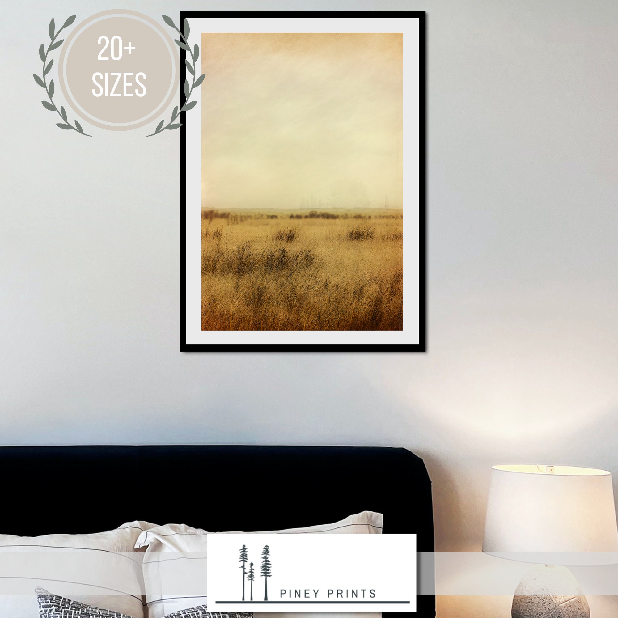 Golden Grasses Modern Prairie Landscape Painting Printable Wall Art ...