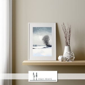 Snowy Prairie Winter Landscape Painting Digital Download for Home ...