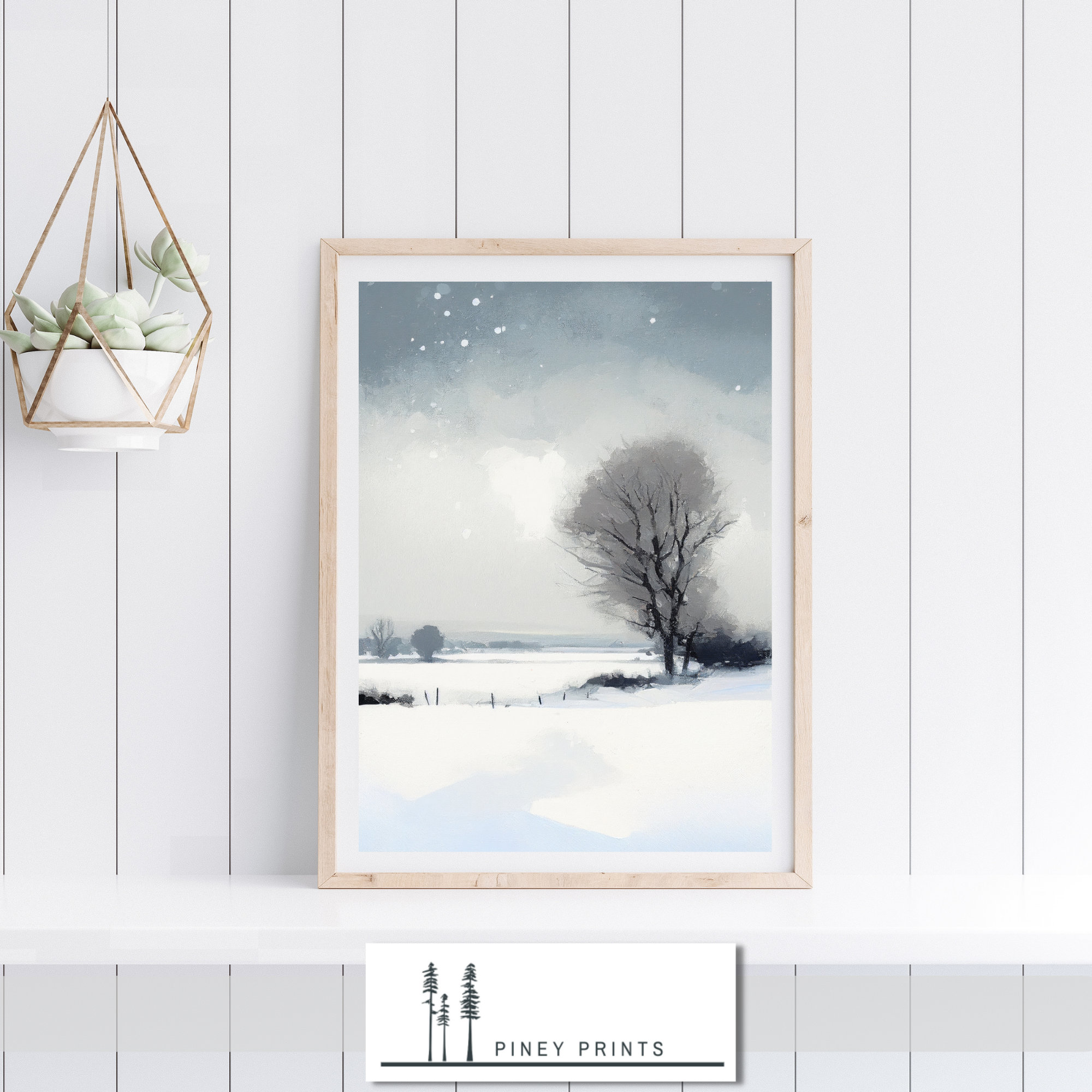 Snowy Prairie Winter Landscape Painting Digital Download for - Etsy