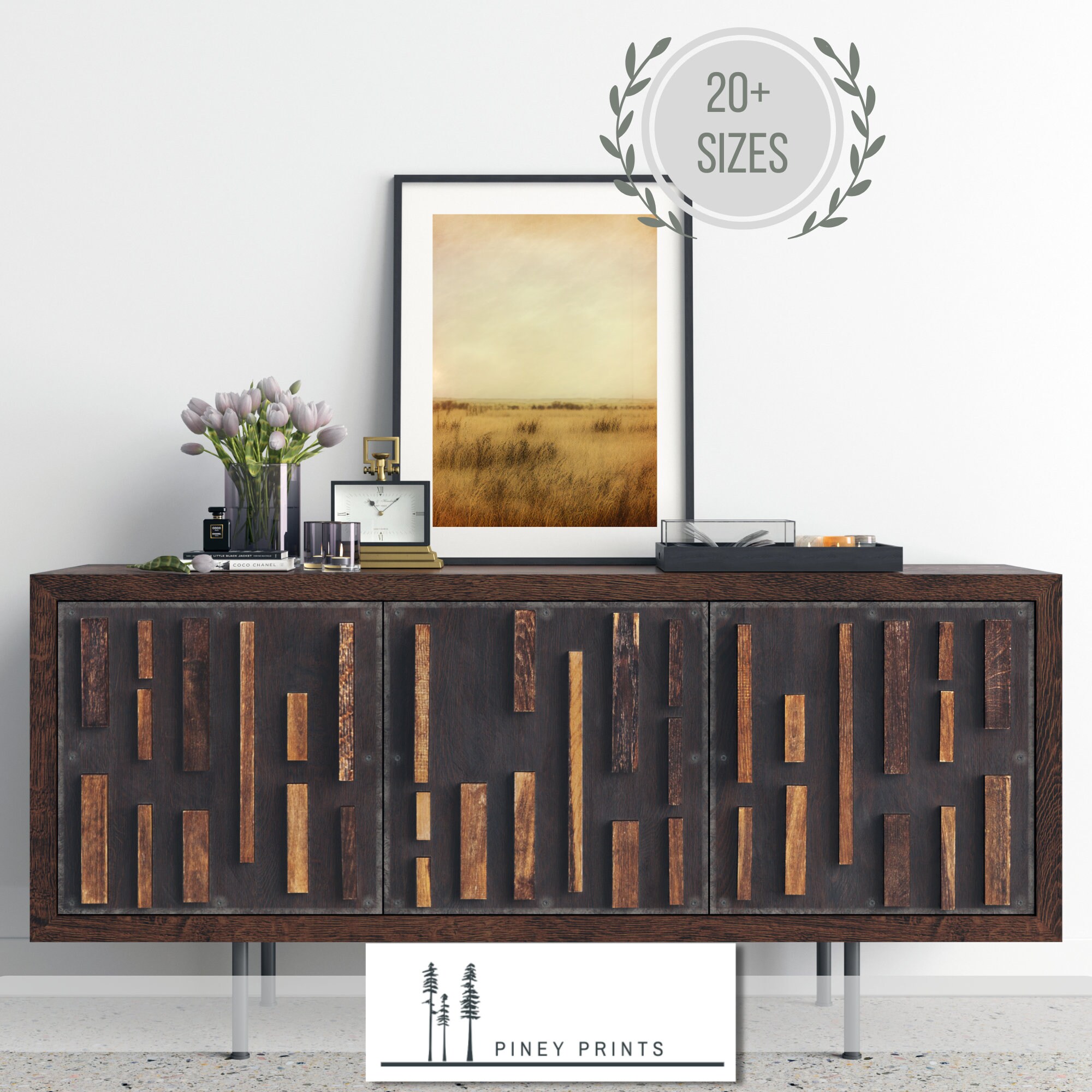 Golden Grasses Modern Prairie Landscape Painting Printable Wall Art ...