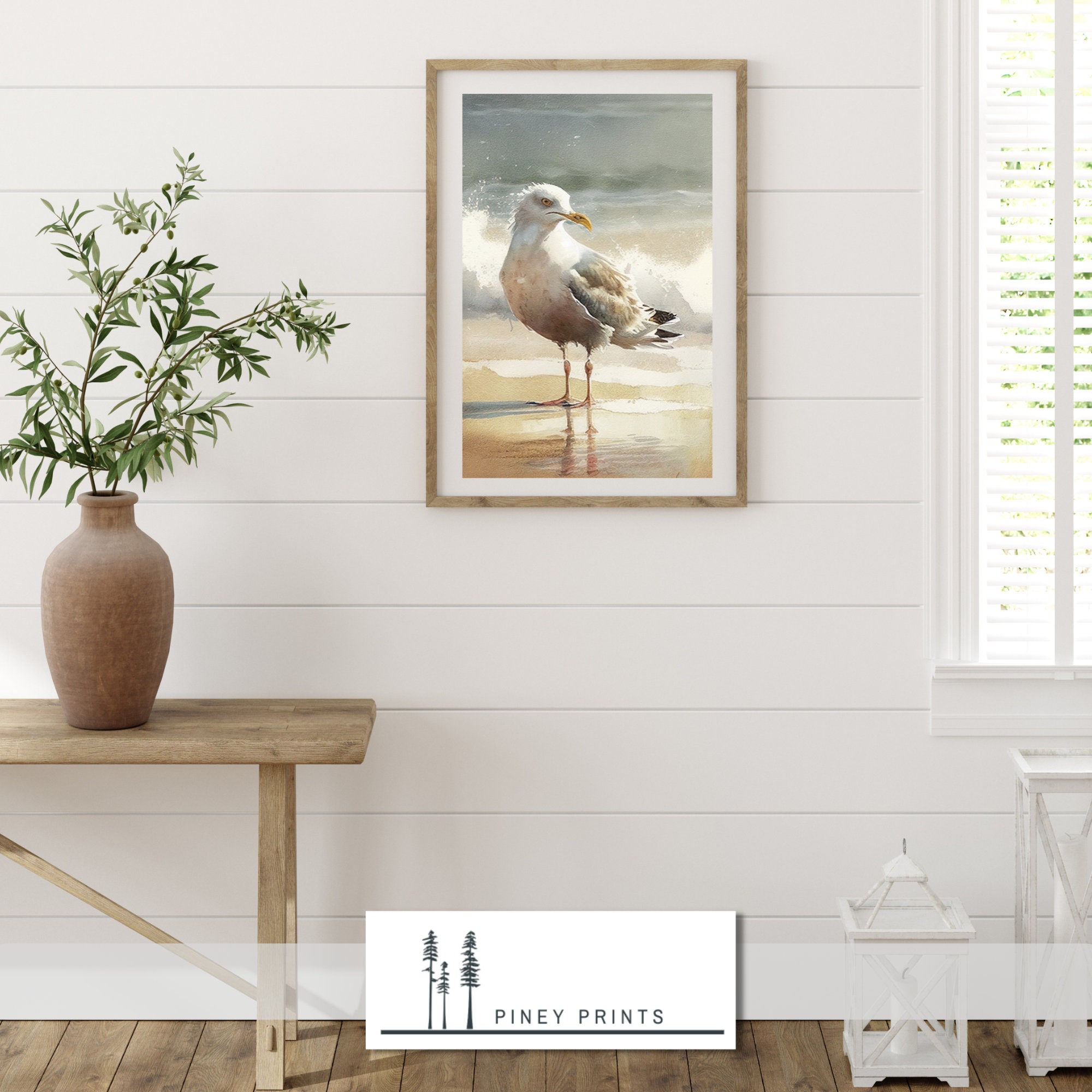 Seagull Beach Art Watercolor Painting Digital Art Gallery Wall - Etsy