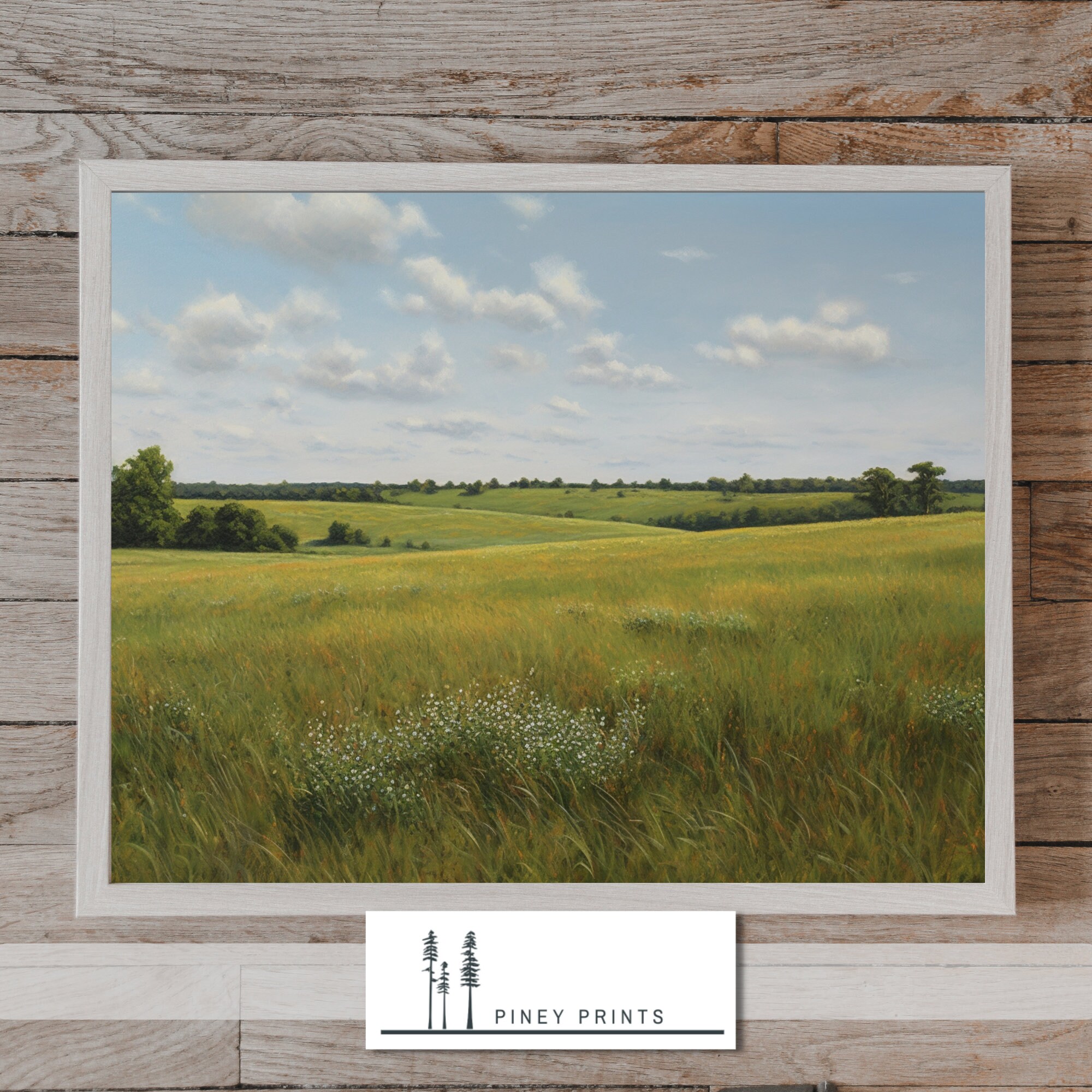 Green Prairie Landscape Painting Digital Art Instant Download Western ...