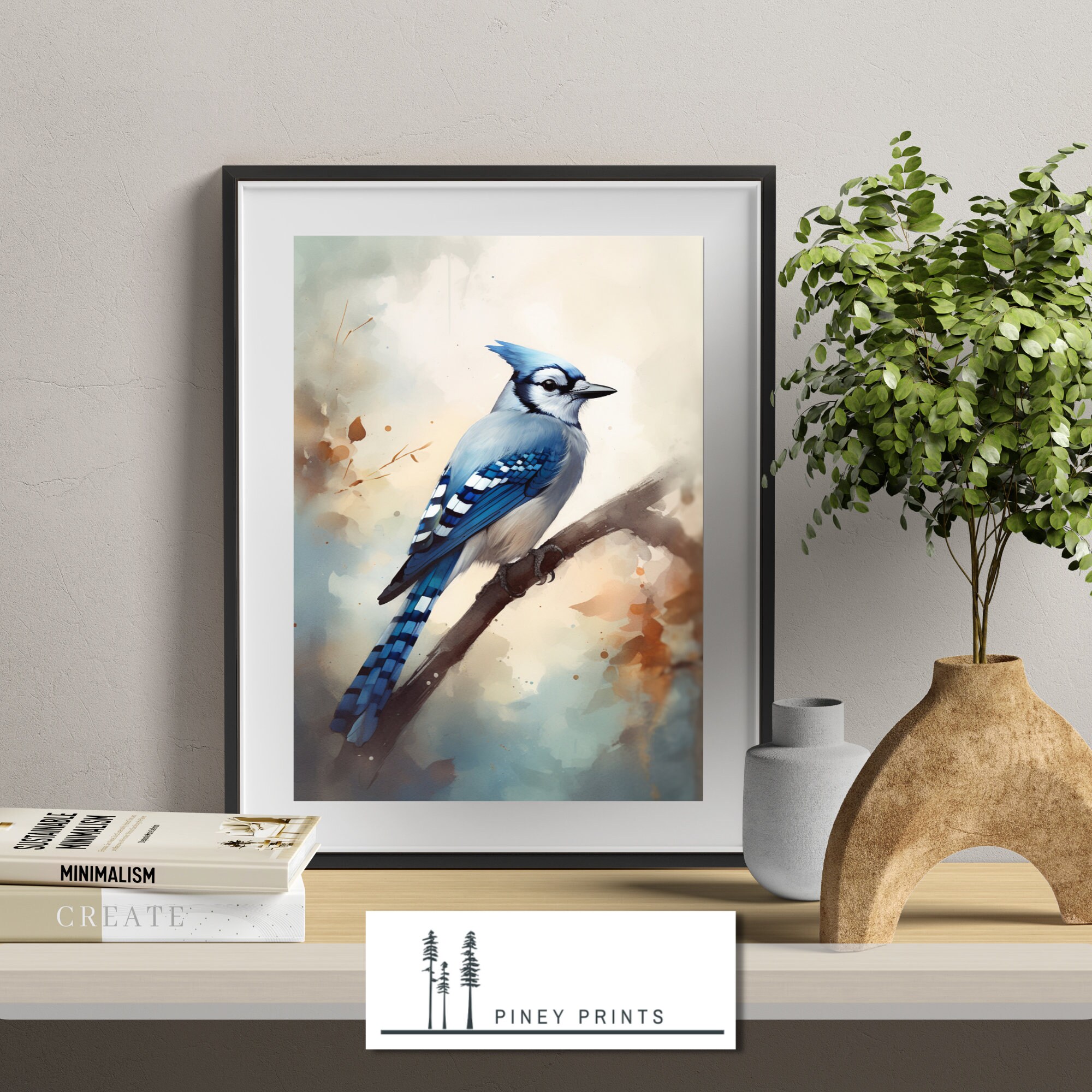 Watercolor Blue Jay Painting Digital Download Nature Wall - Etsy