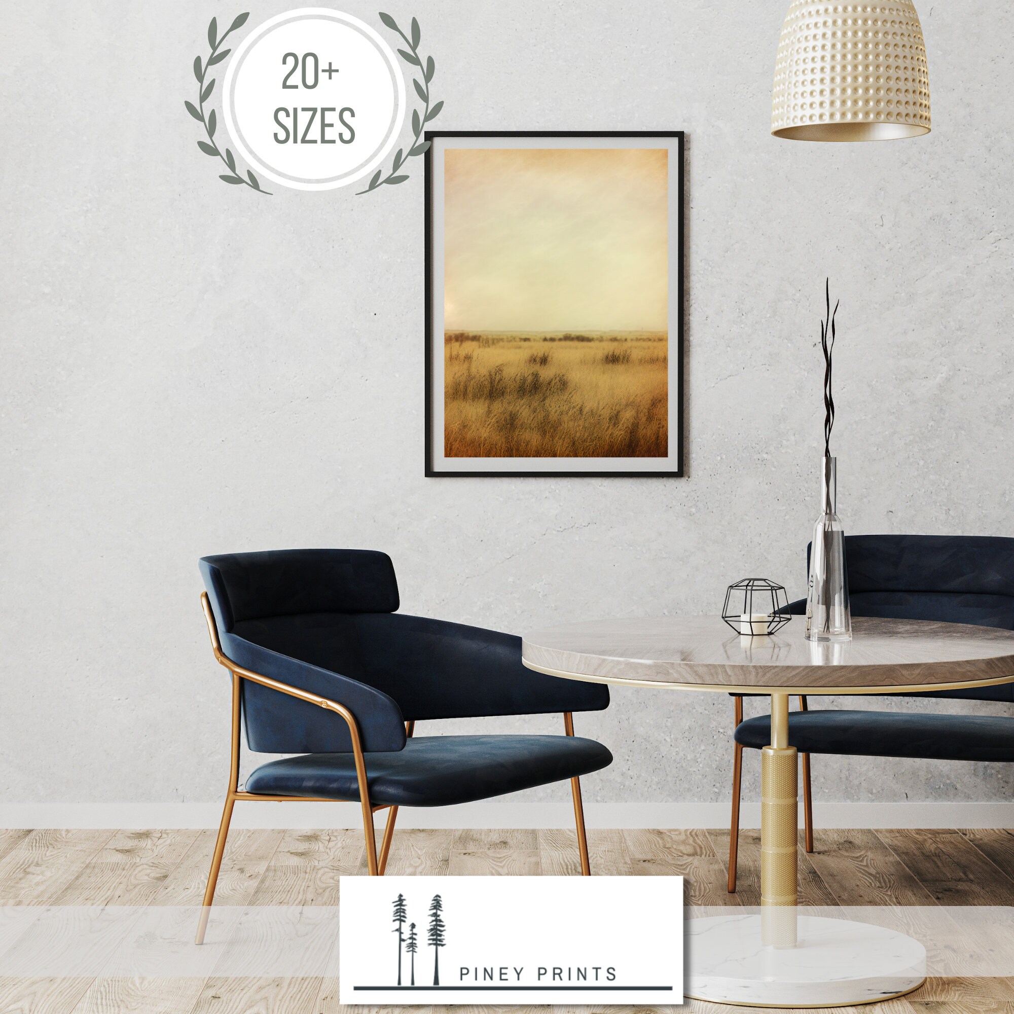 Golden Grasses Modern Prairie Landscape Painting Printable Wall Art ...