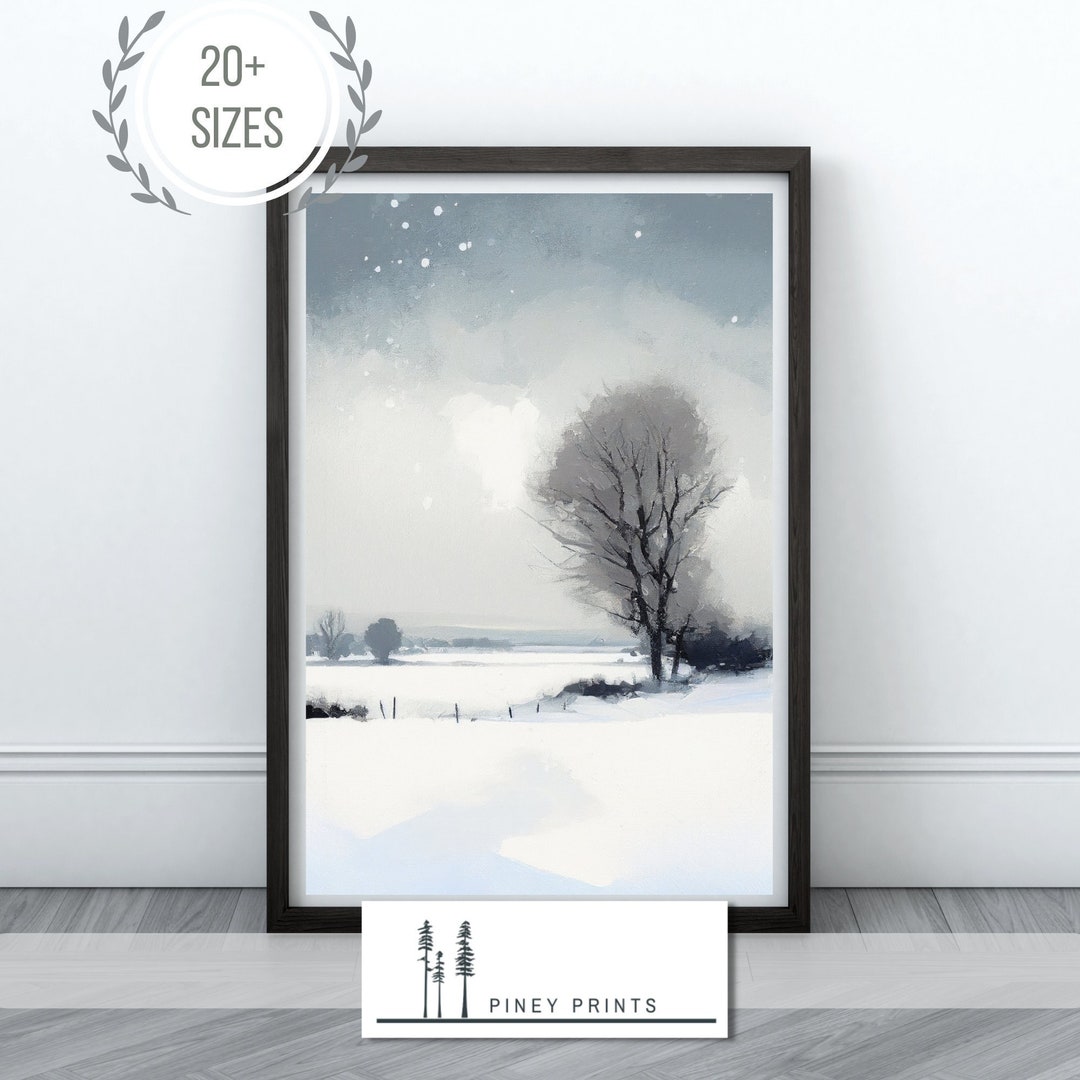 Snowy Prairie Winter Landscape Painting Digital Download for - Etsy