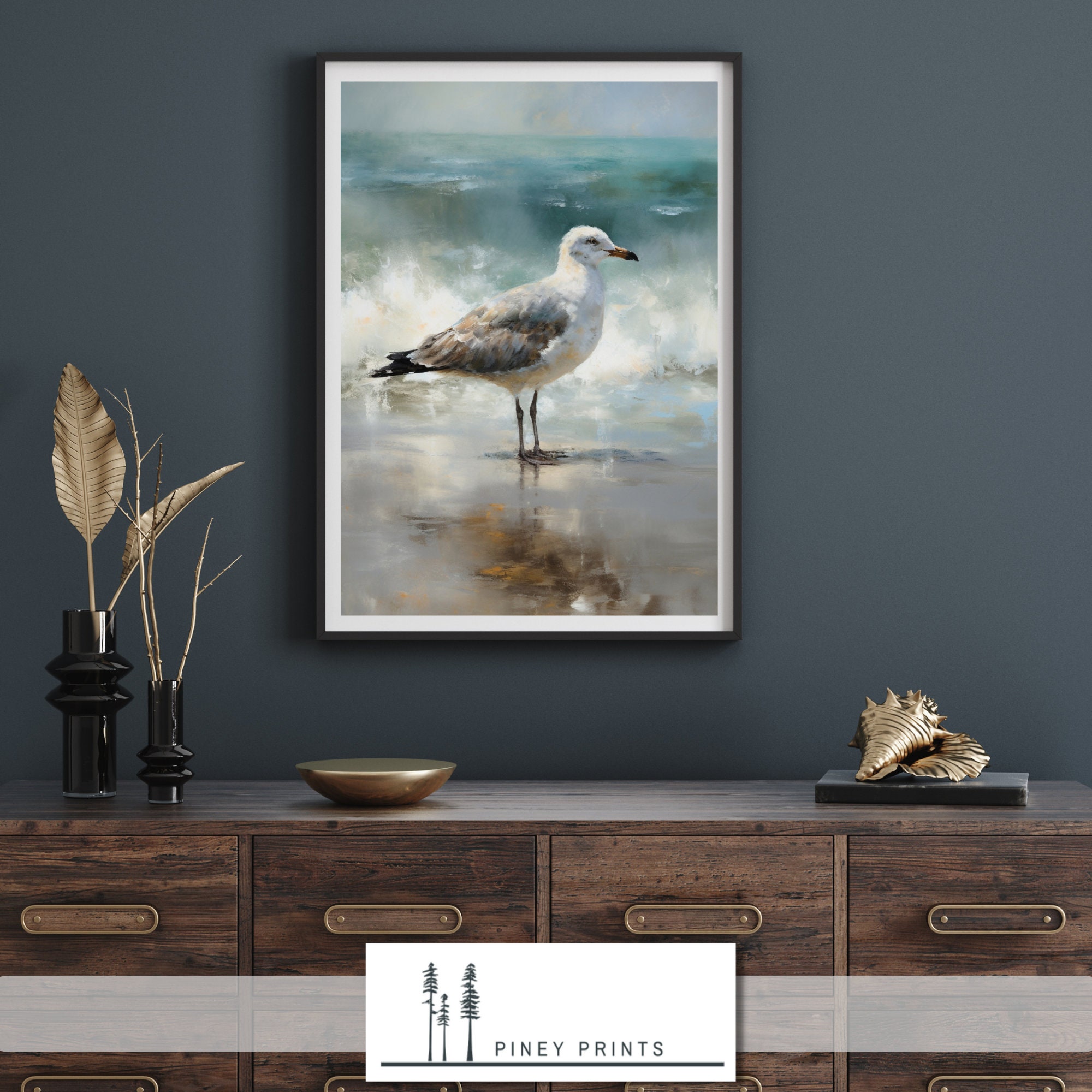 Seagull Oil Painting Digital Art Download Beach House Wall Art Coastal ...