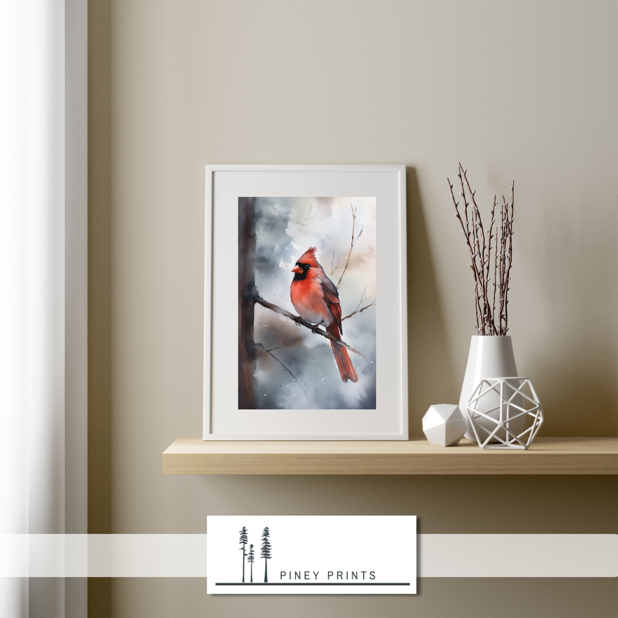 Watercolor Cardinal Painting Digital Download Cardinal Wall Decor Bird ...