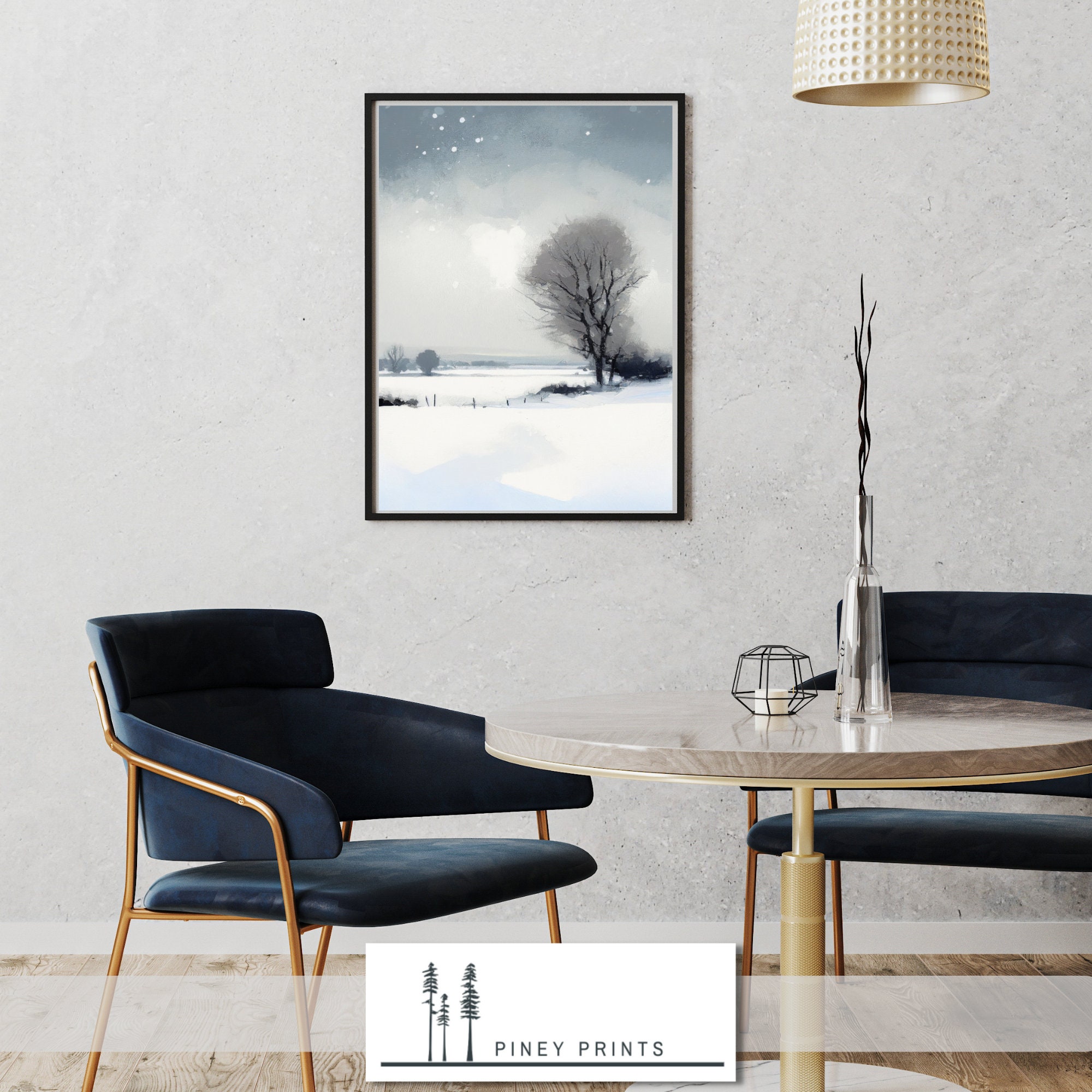 Snowy Prairie Winter Landscape Painting Digital Download for - Etsy