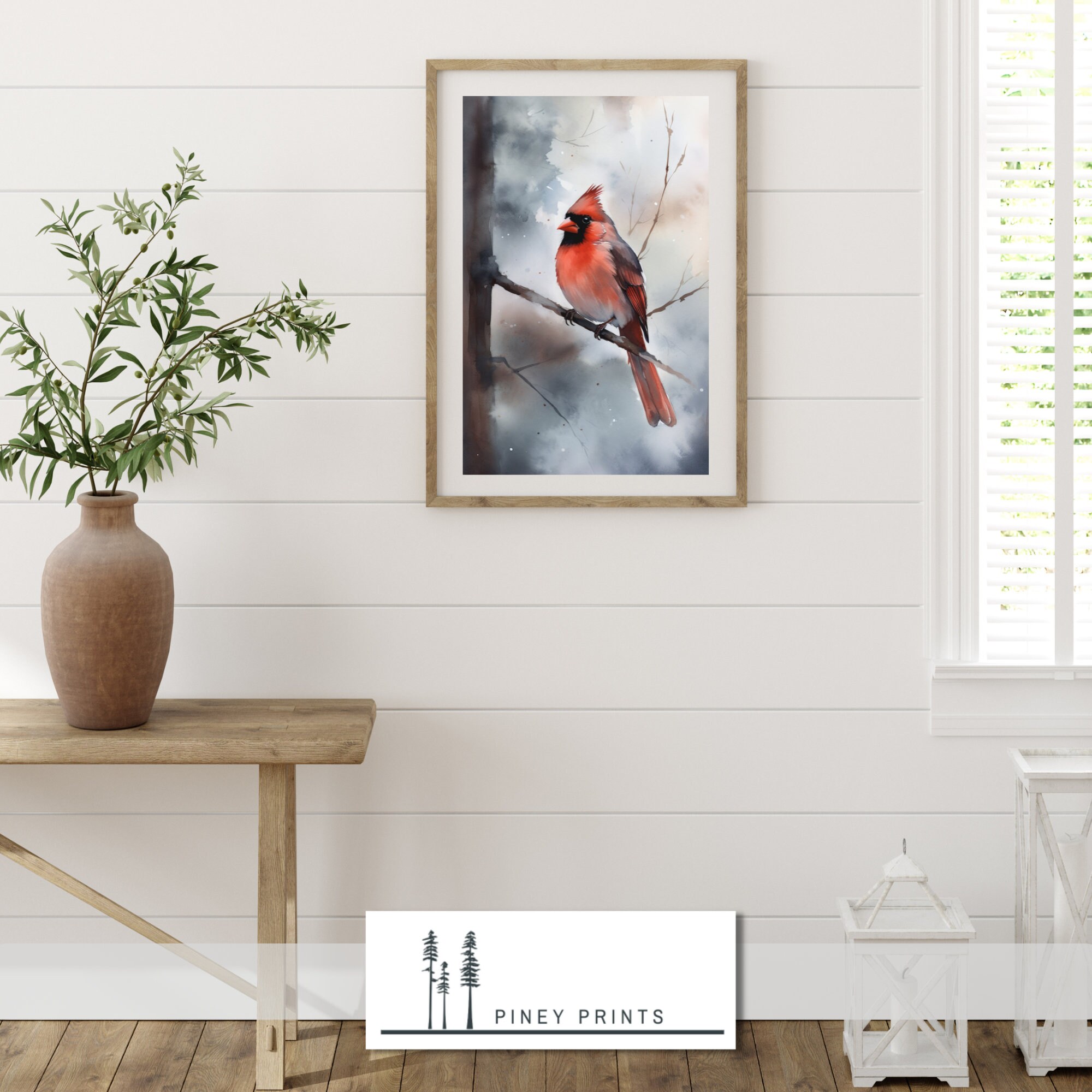 Watercolor Cardinal Painting Digital Download Cardinal Wall Decor Bird ...
