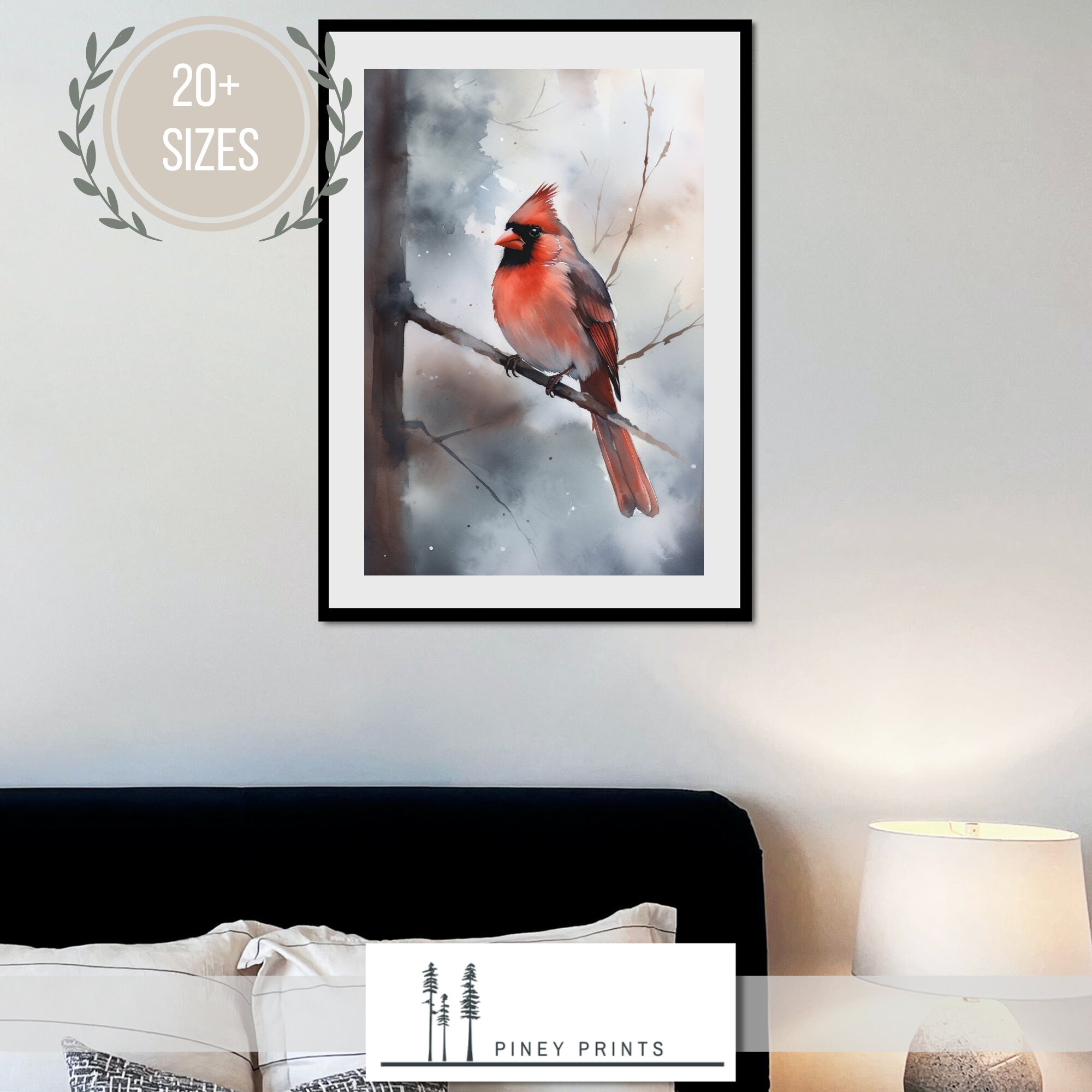 Watercolor Cardinal Painting Digital Download Cardinal Wall Decor Bird ...
