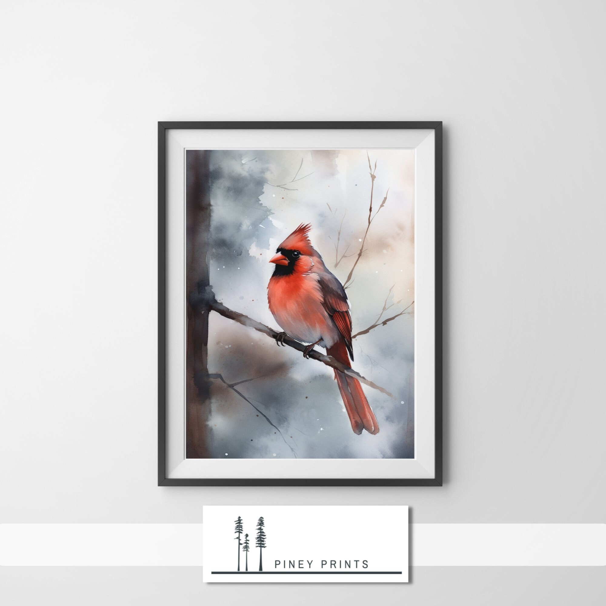 Watercolor Cardinal Painting Digital Download Cardinal Wall Decor Bird ...