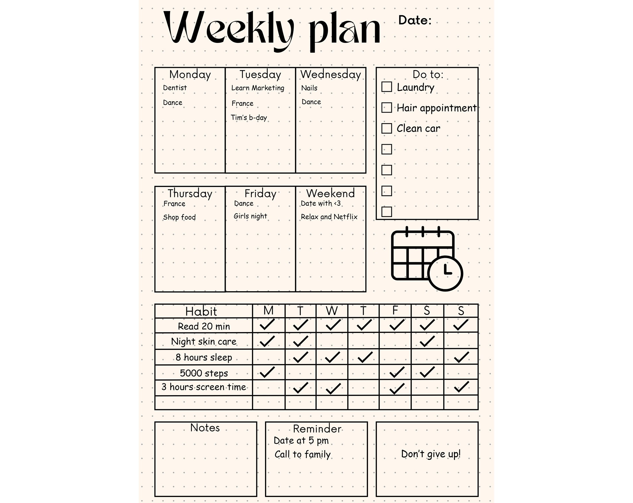 Weekly Plan - Etsy